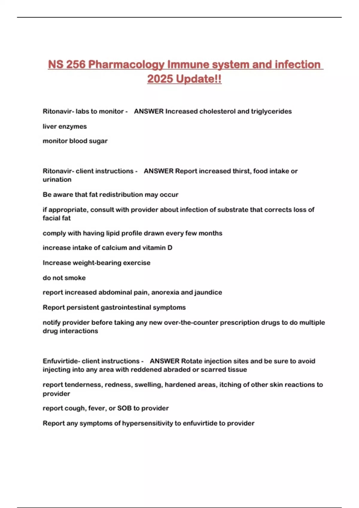NS 256 Pharmacology Immune system and infection 2025 Update!! - NS 256 Pharmacology Immune ...