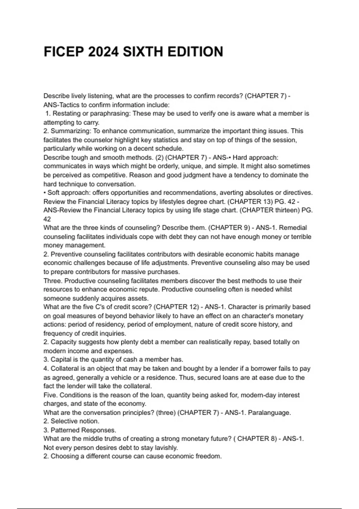 FICEP 2024/2025 SIXTH EDITION QUESTIONS WITH DETAILED VERIFIED ANSWERS (100% CORRECT ANSWERS ...