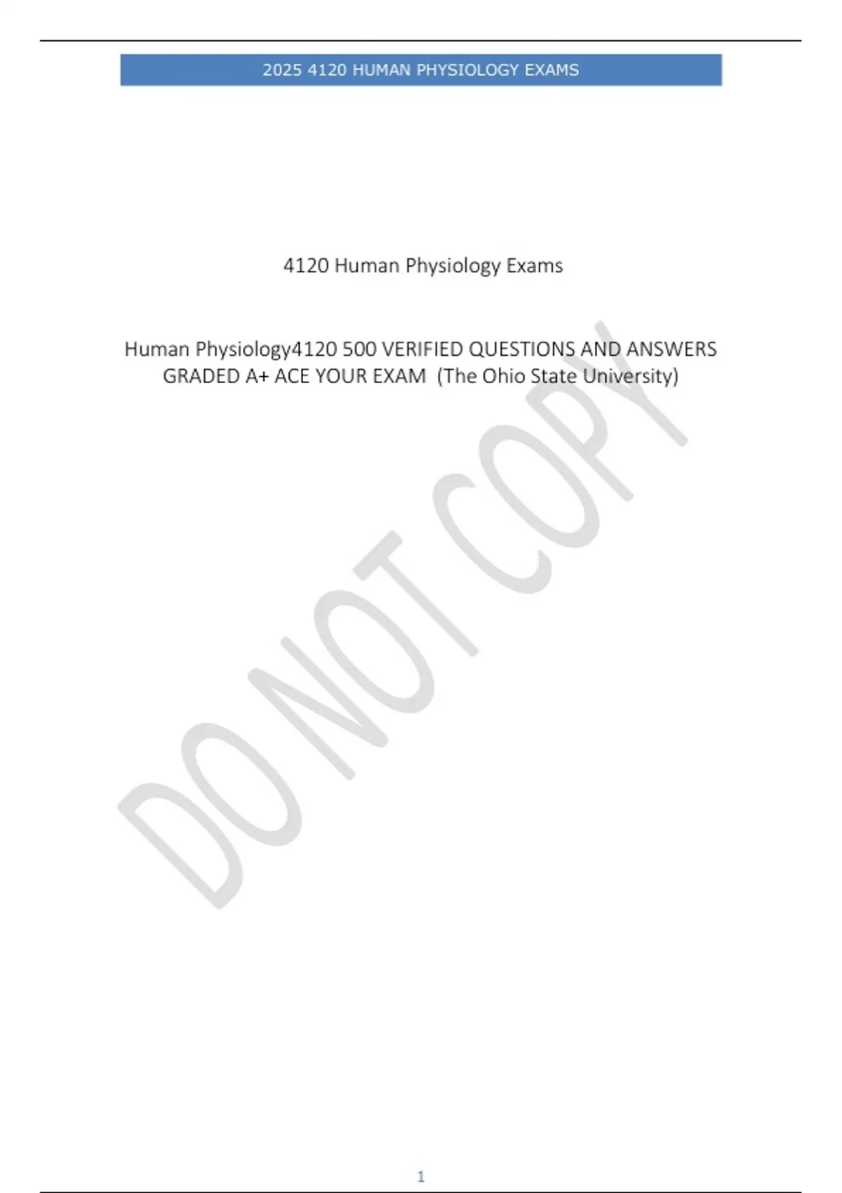 Human Physiology4120 500 VERIFIED QUESTIONS AND ANSWERS GRADED A+ ACE ...