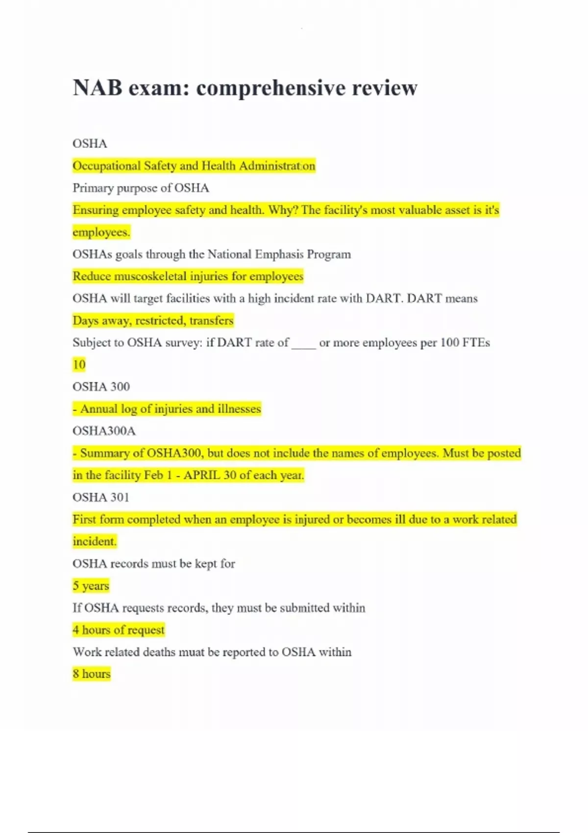 NAB exam: comprehensive review - NAB. - Stuvia US