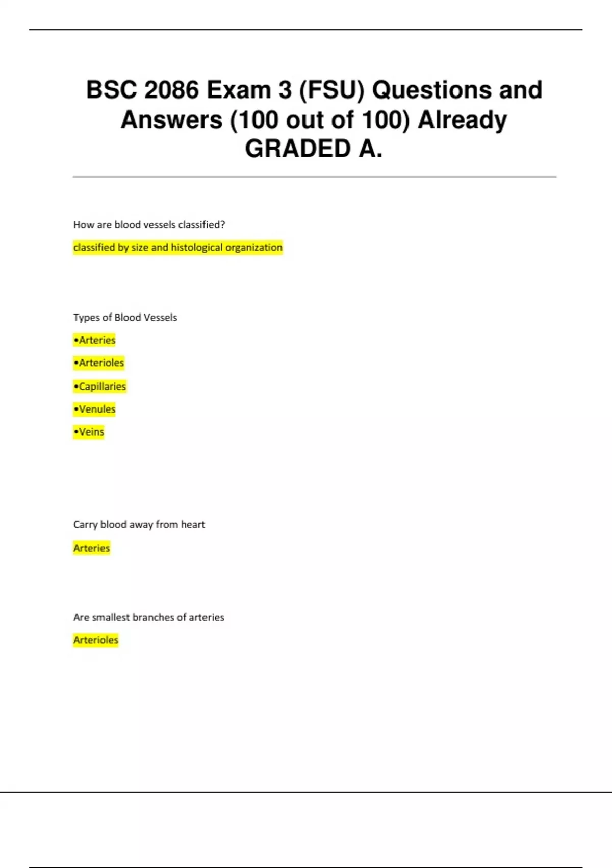 Exam 3 and Exam 4: BSC 2086/ BSCC2086 Anatomy and Physiology II ...