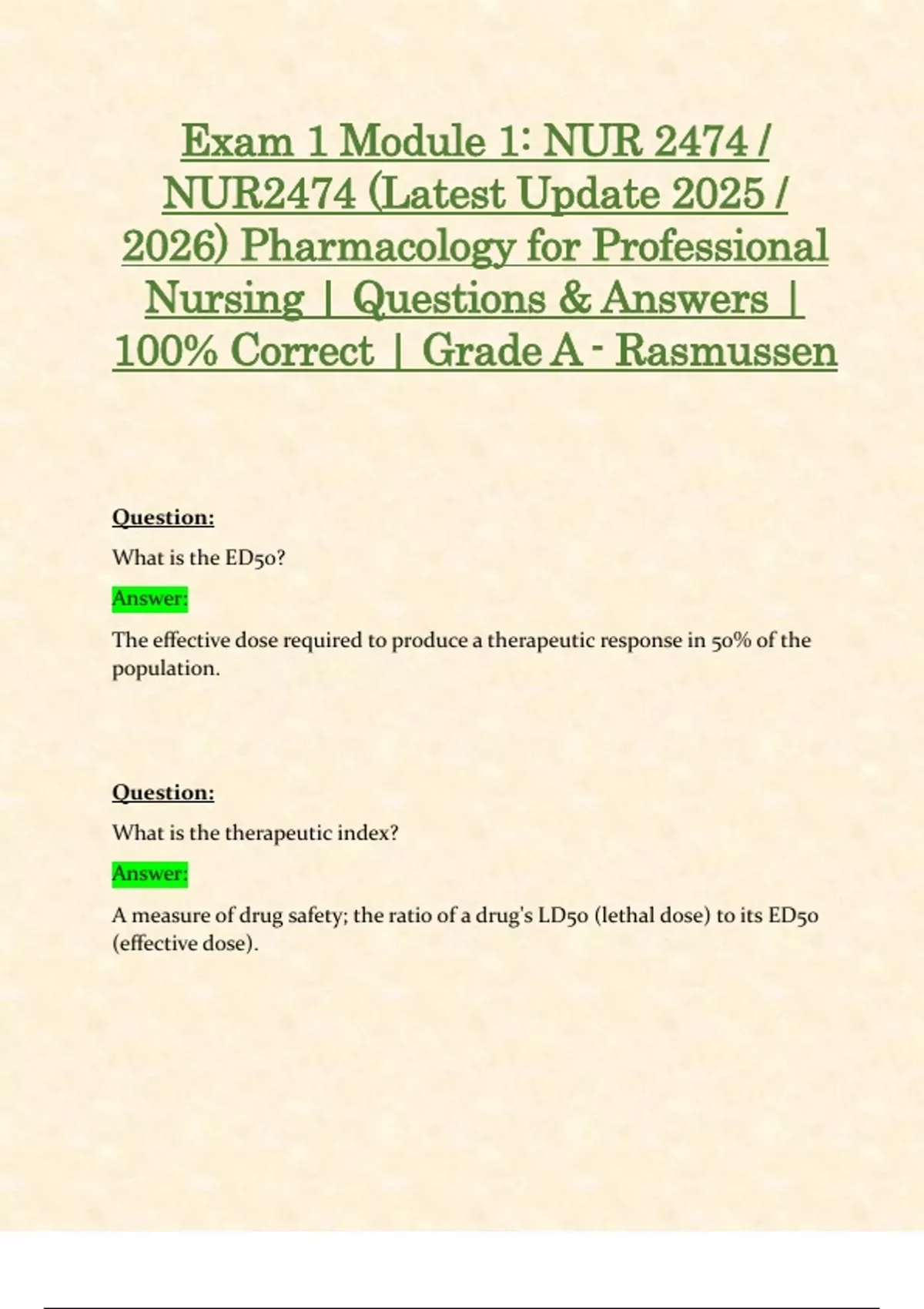 Exam 1 Module 1 & 2: NUR2474 / NUR 2474 (Latest 2025 / 2026 Updates ...
