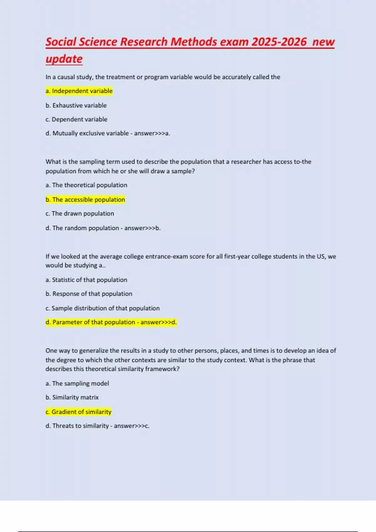 Social Science Research Methods exam new update - Social Science ...