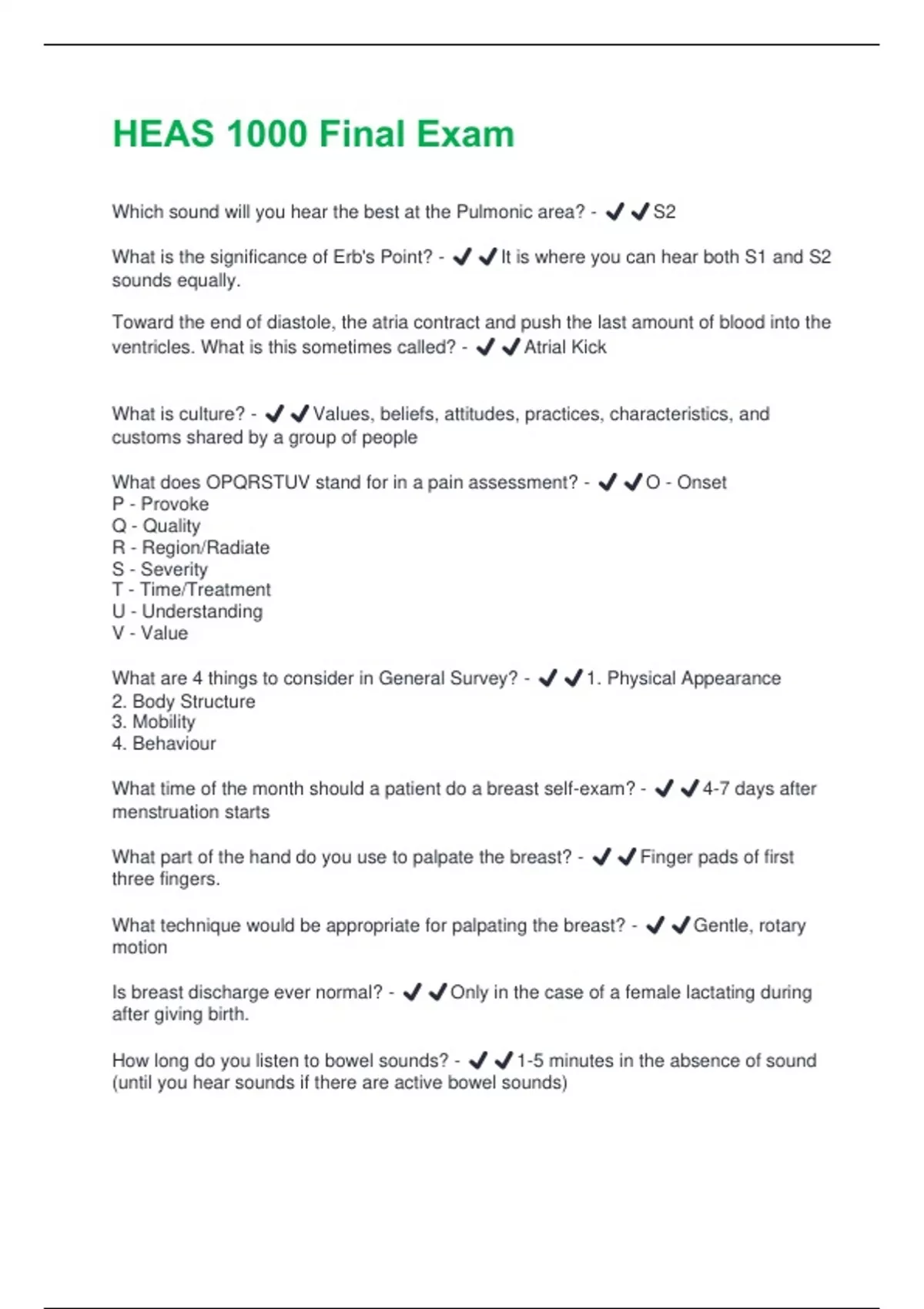 HEAS 1000 Final Exam Questions and Answers|2025 Update|100% Correct ...