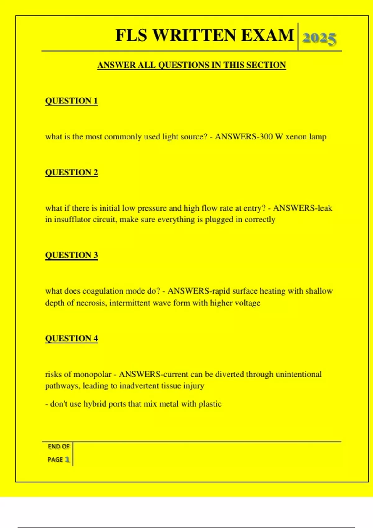 FLS WRITTEN EXAM QUESTIONS AND ANSWERS 2025 - FLS WRITTEN - Stuvia US
