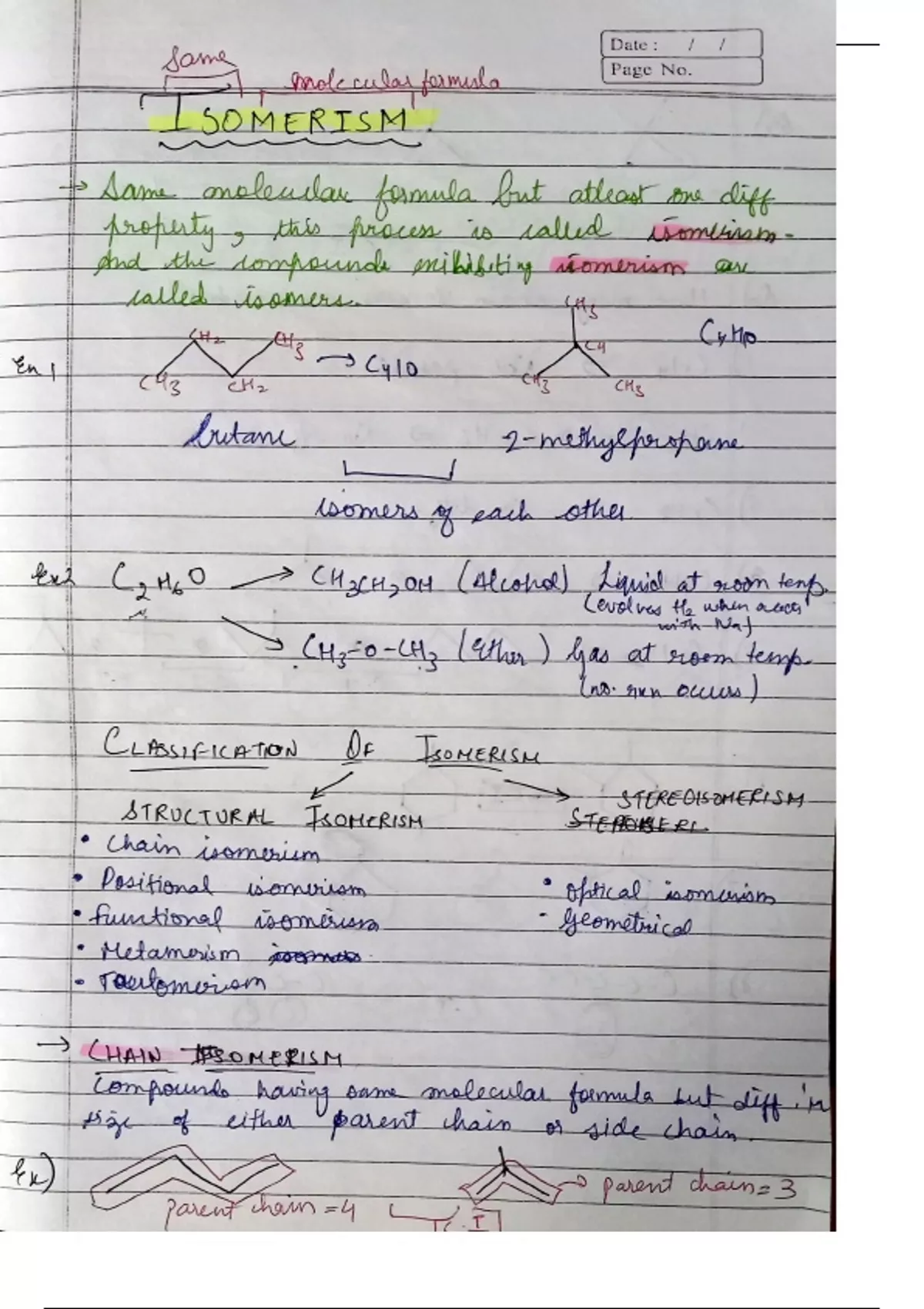 Class 11 notes-Isomerism(structural isomerism)(2025) - Chemistry ...