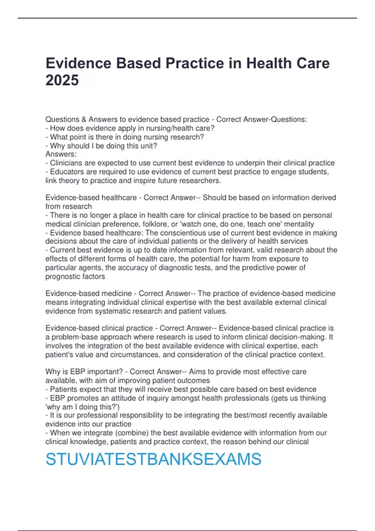 Evidence Based Practice in Health Care 2025 - Hearing health care ...