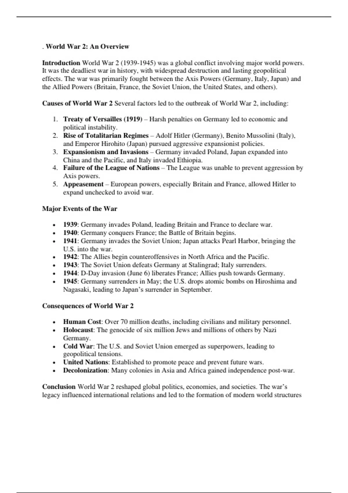 World War 2 - History - Stuvia US