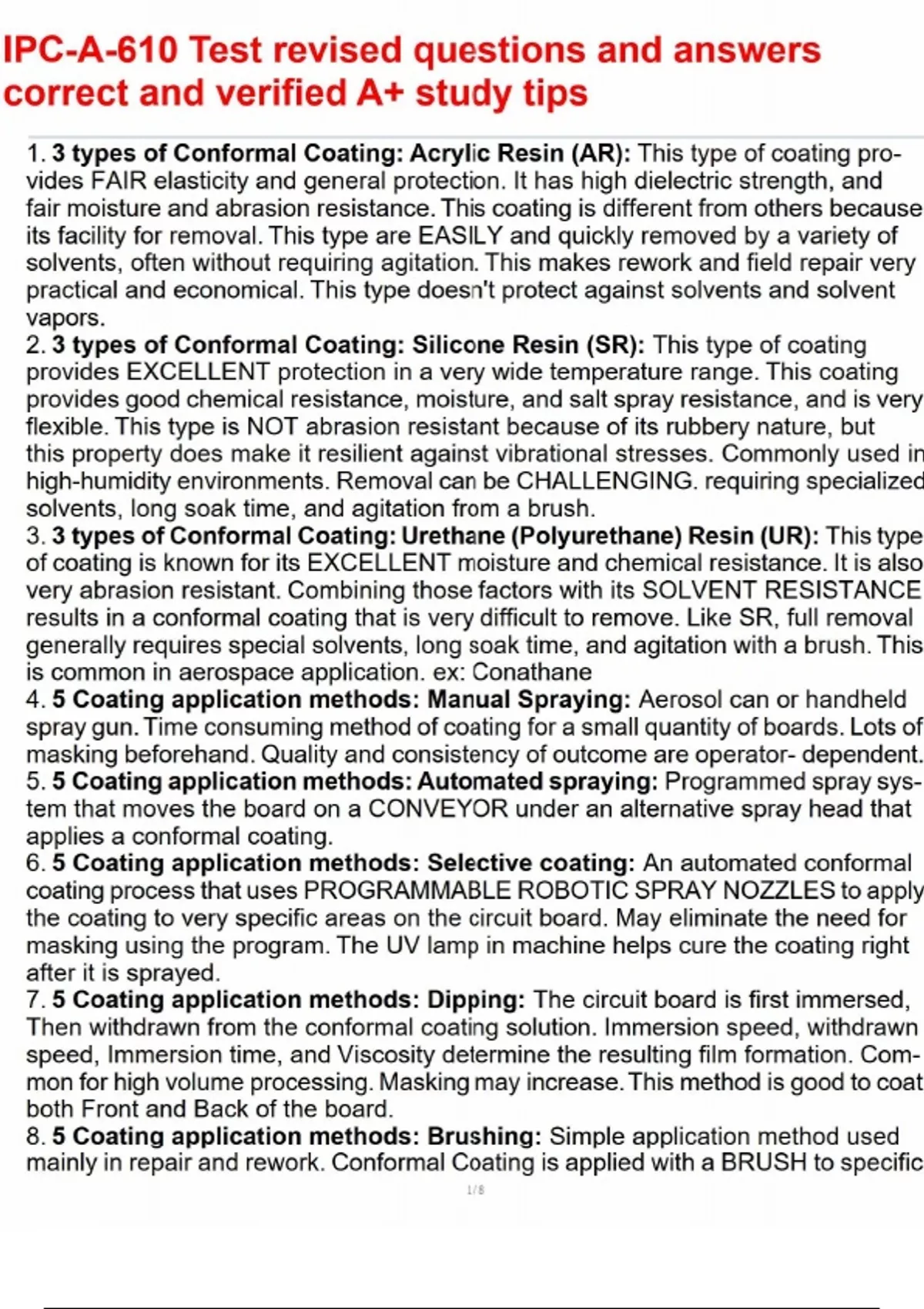 IPC-A-610 Test revised questions and answers correct and verified A+ ...