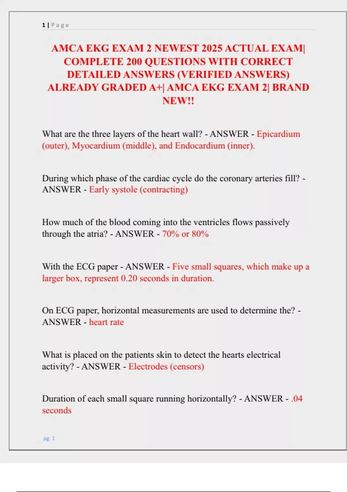 AMCA EKG EXAM 2 NEWEST 2025 ACTUAL EXAM| COMPLETE 200 QUESTIONS WITH CORRECT DETAILED ANSWERS ...
