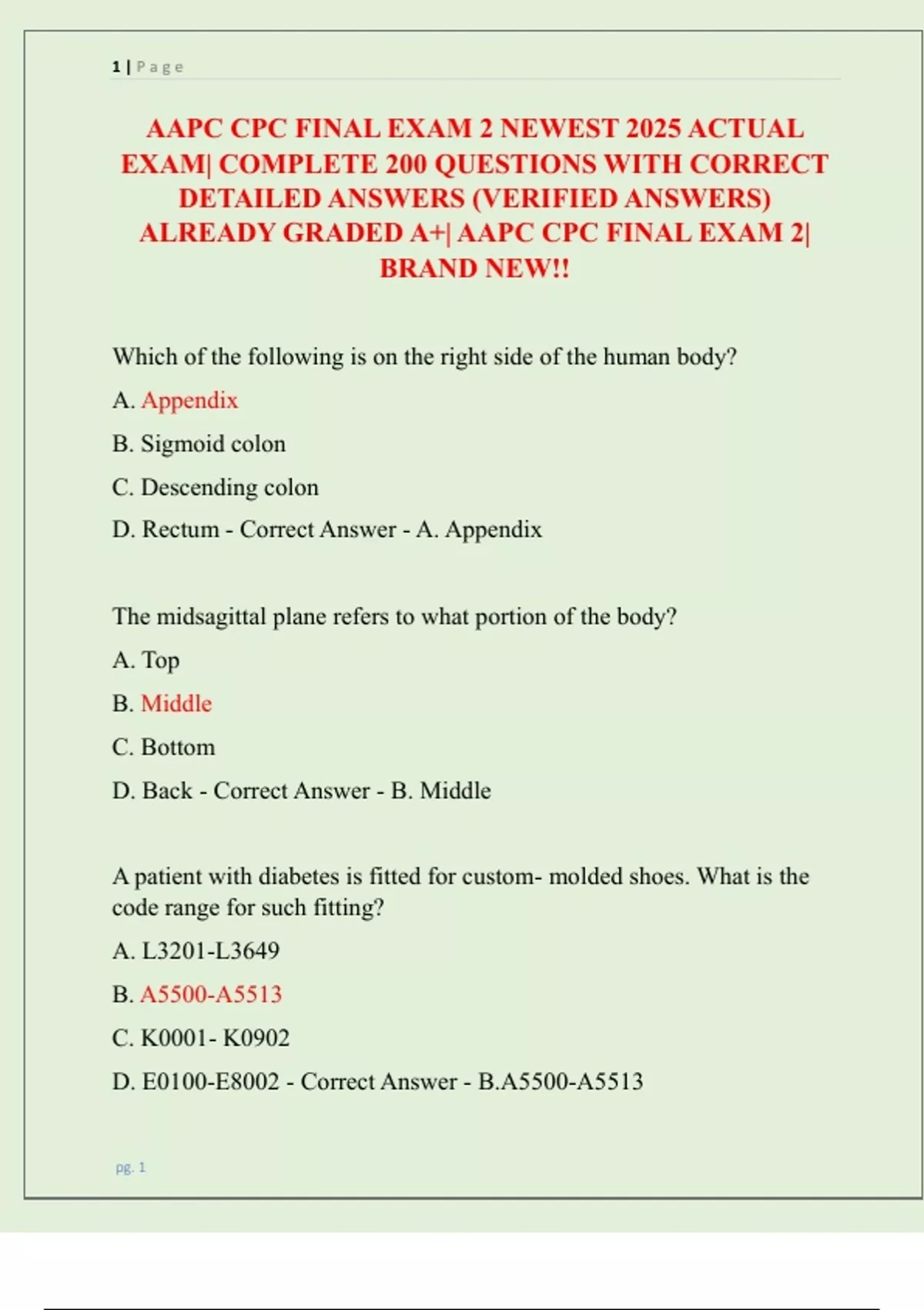 AAPC CPC FINAL EXAM 2 NEWEST 2025 ACTUAL EXAM| COMPLETE 200 QUESTIONS WITH CORRECT DETAILED ...
