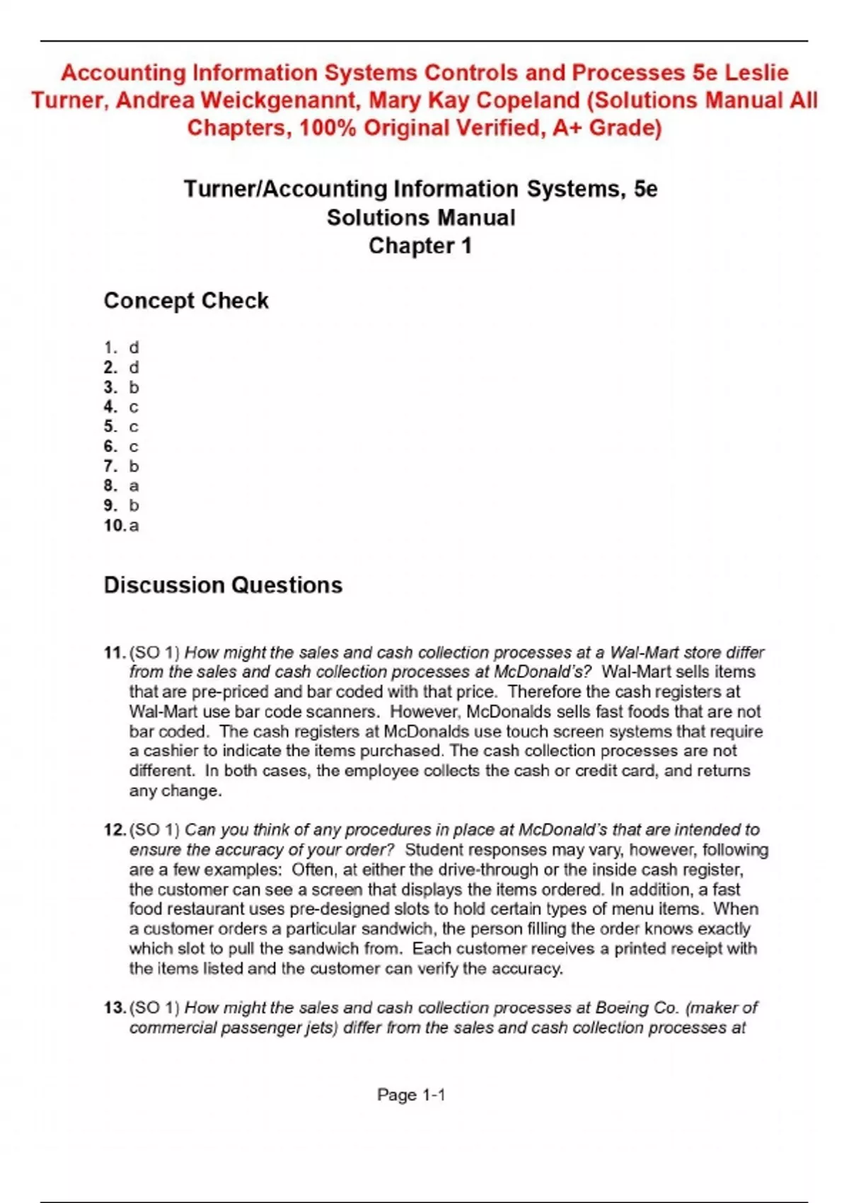 Accounting Information Systems Controls And Processes 5e Leslie Turner Andrea Weickgenannt