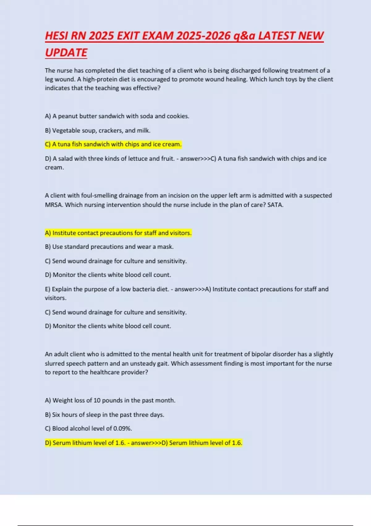 HESI RN 2025 EXIT EXAM q&a LATEST NEW UPDATE - HESI RN 2025 EXIT EXA ...