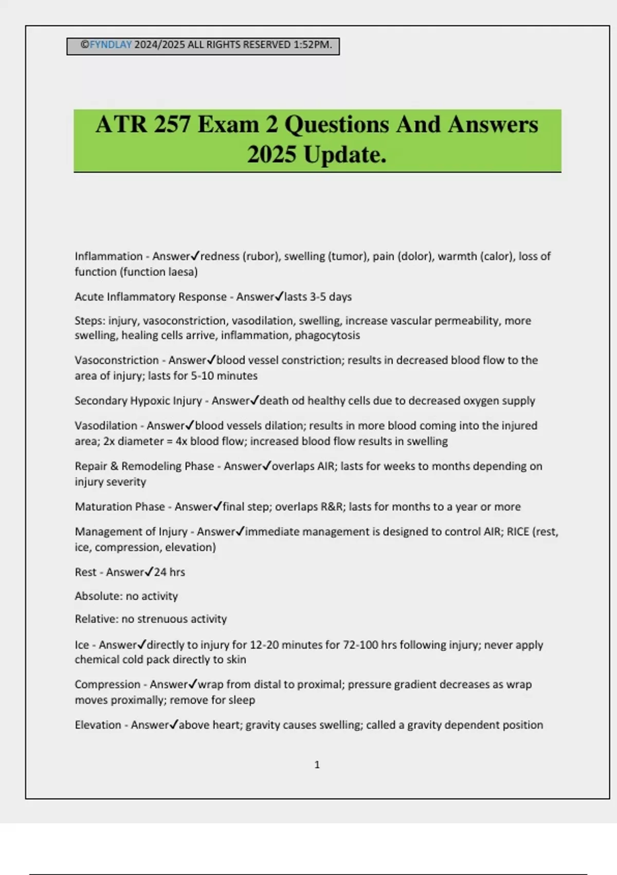 ATR 257 Exam 2 Questions And Answers 2025 Update - ATR 257 - Stuvia US