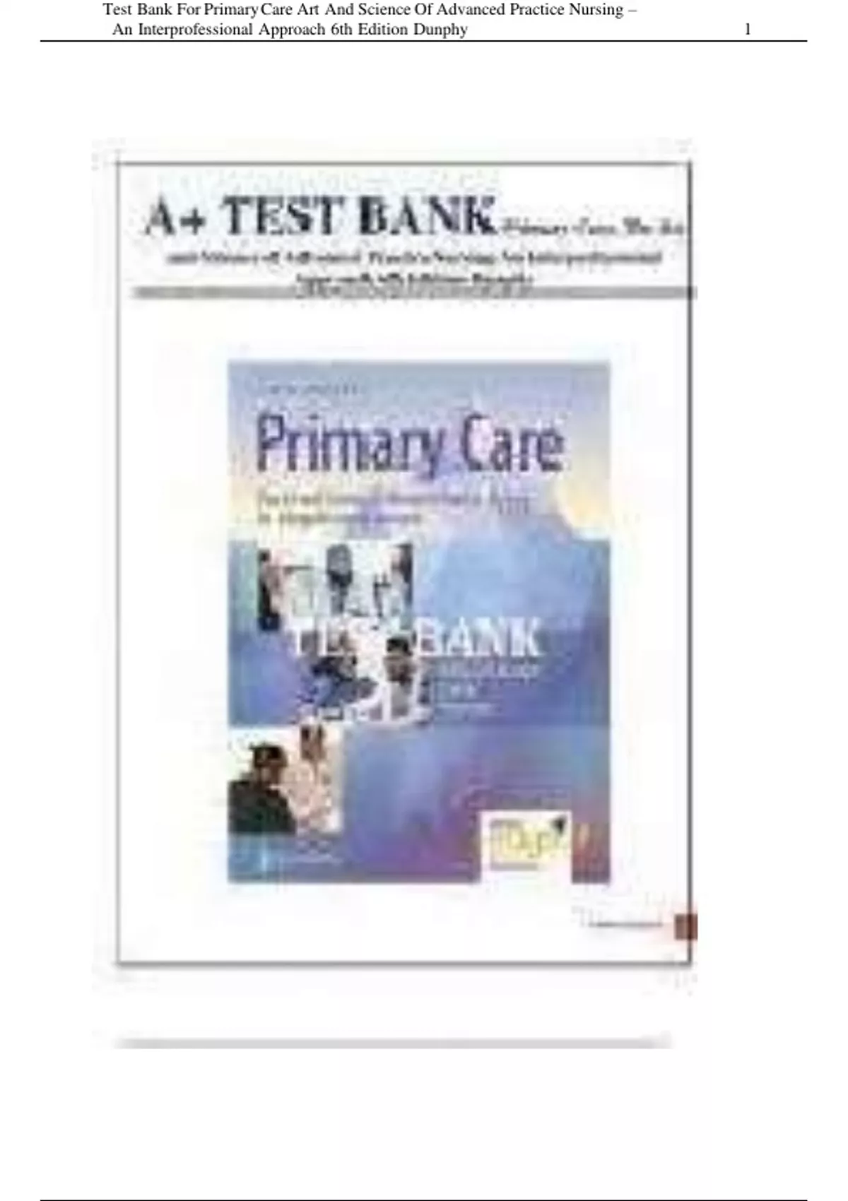 TEST BANK Primary Care The Art and Science of Advanced Practice Nursing ...