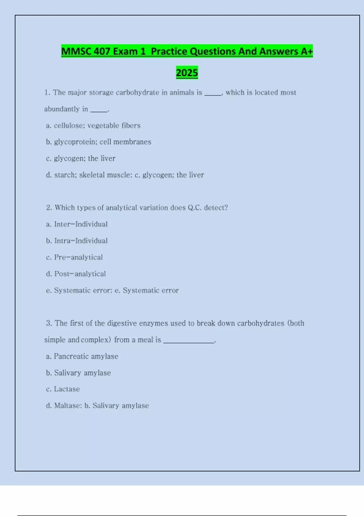 MMSC 407 Exam 1 Practice Questions And Answers A+ 2025 - MMSC 407 ...