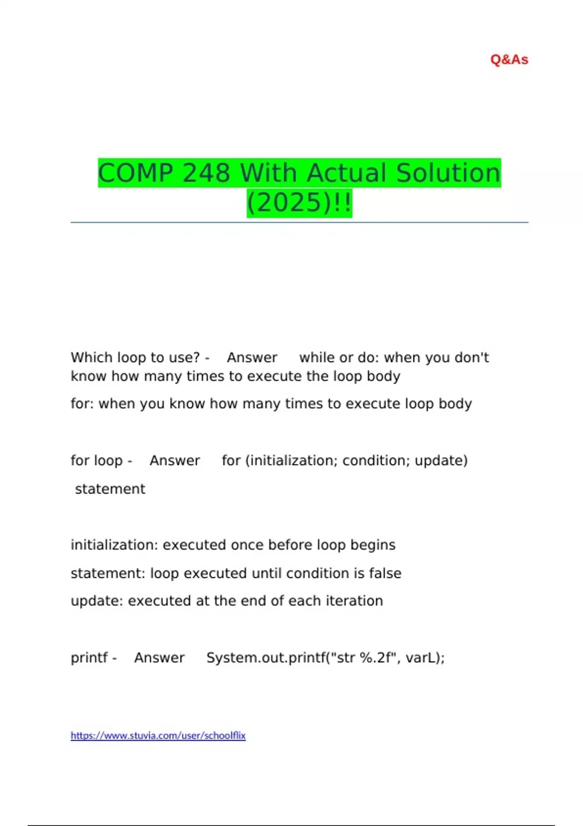 COMP 248 With Actual Solution (2025)!! - Comp 248 - Stuvia