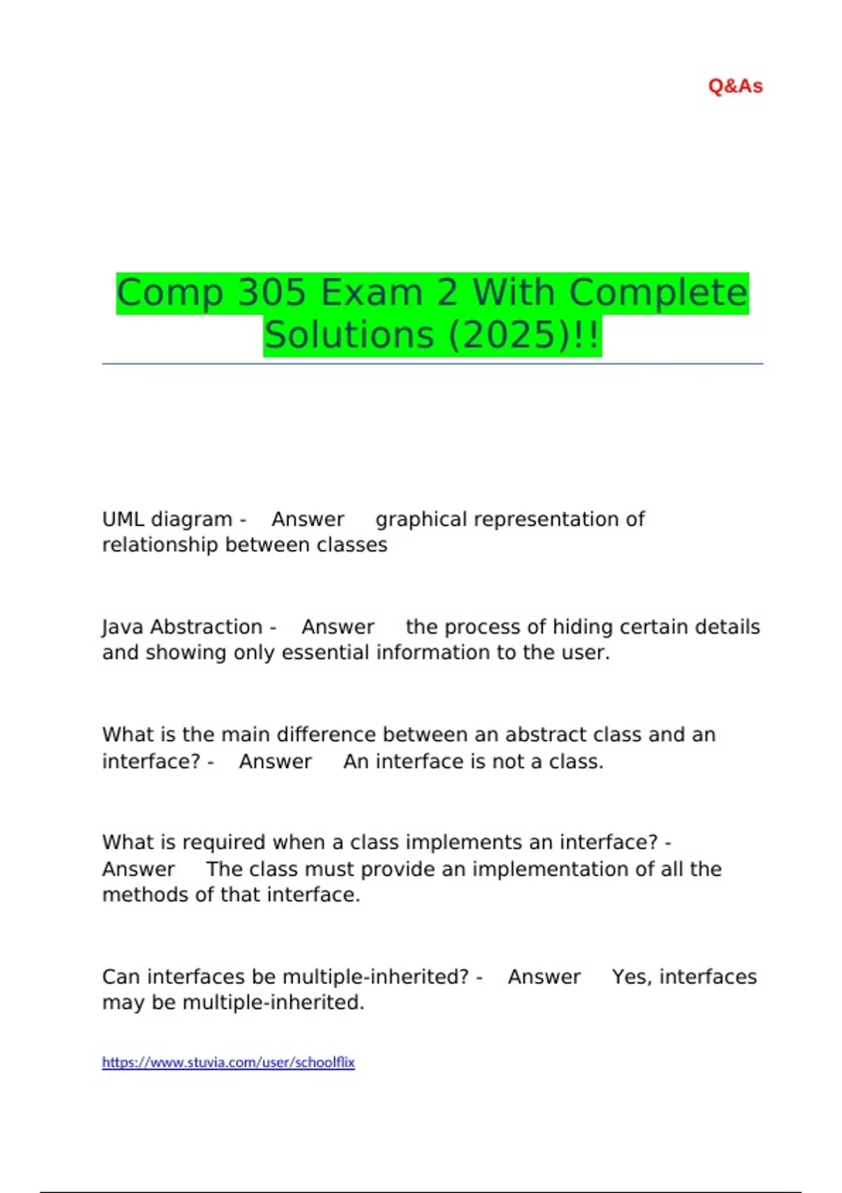 Comp 305 With Complete Solutions (2025)!! - Stuvia US