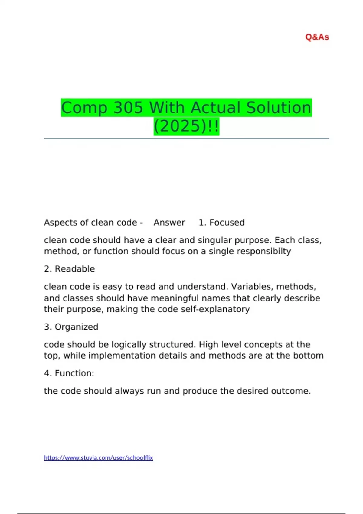 Comp 305 With Actual Solution (2025)!! - Comp 305 - Stuvia