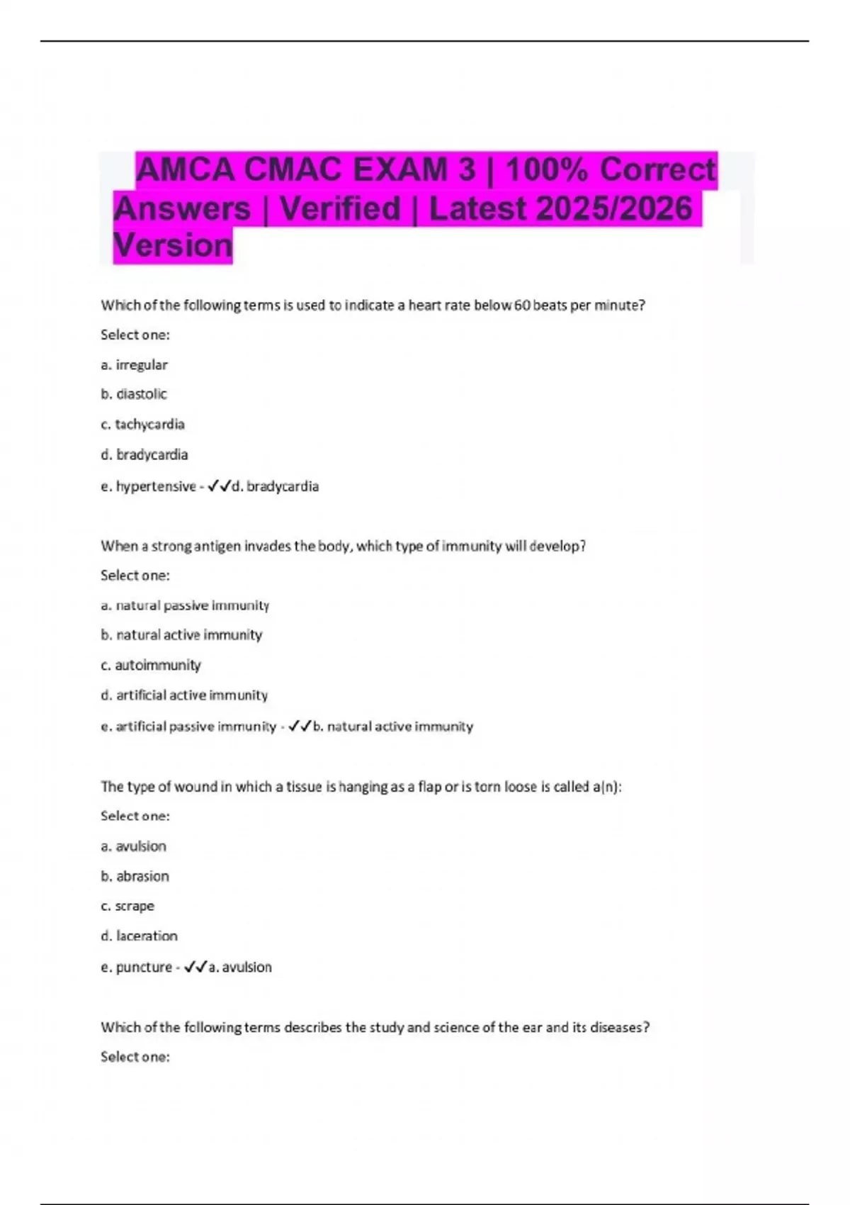 AMCA CMAC EXAM 3 | 100% Correct Answers | Verified | Latest 2025/2026 ...