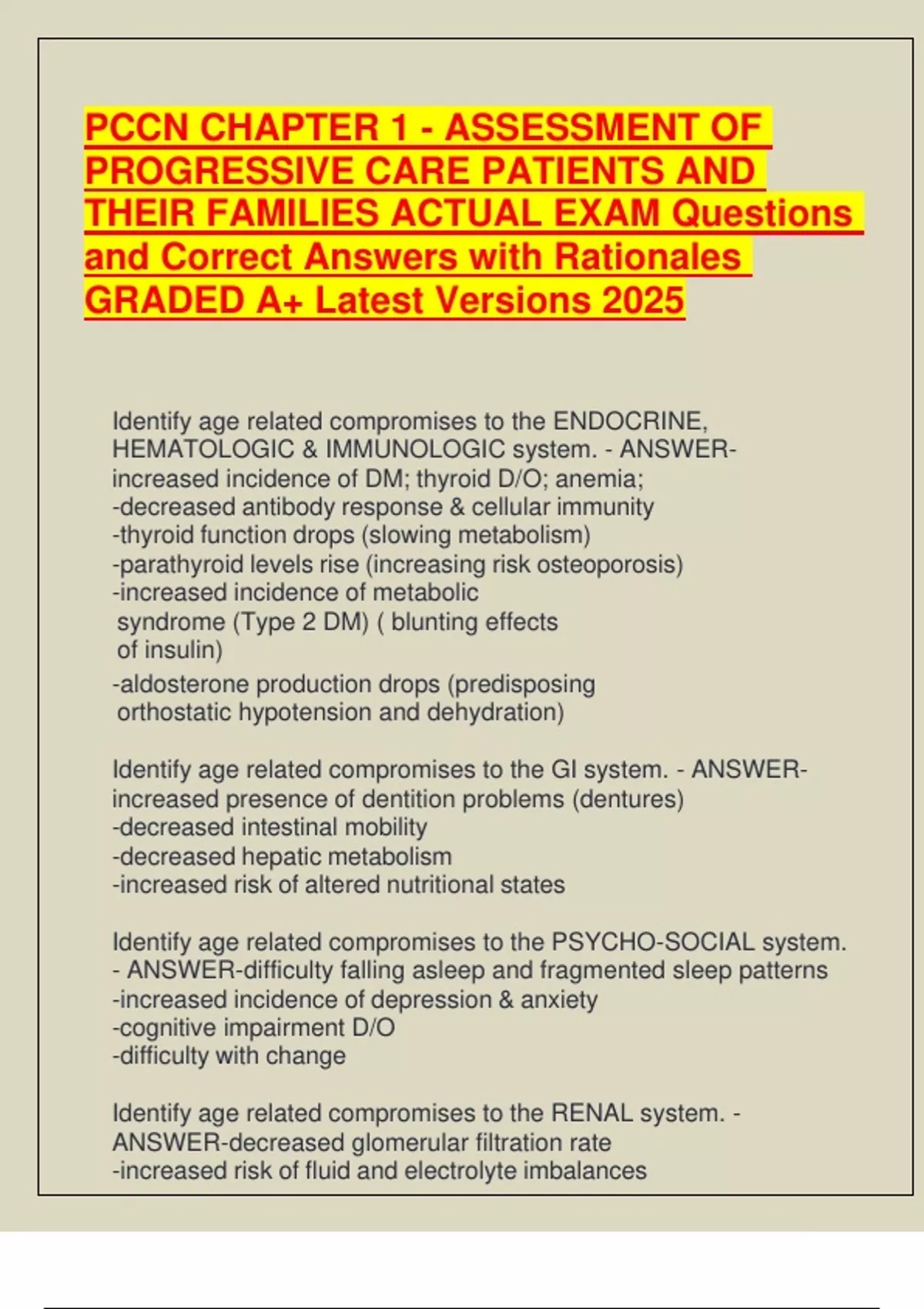 PCCN CHAPTER 1 - ASSESSMENT OF PROGRESSIVE CARE PATIENTS AND THEIR ...