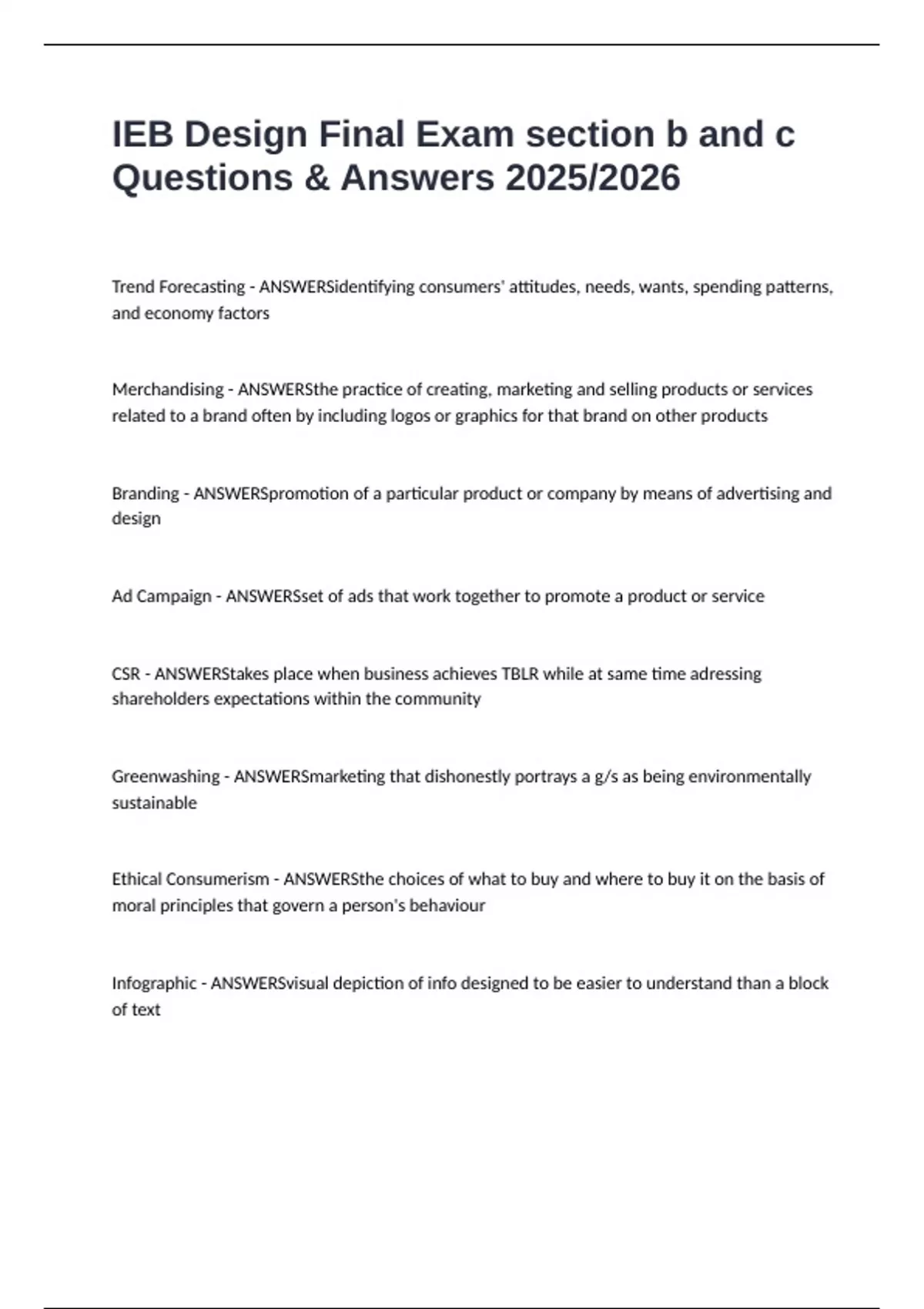 IEB Design Final Exam section b and c Questions & Answers 2025/2026 ...