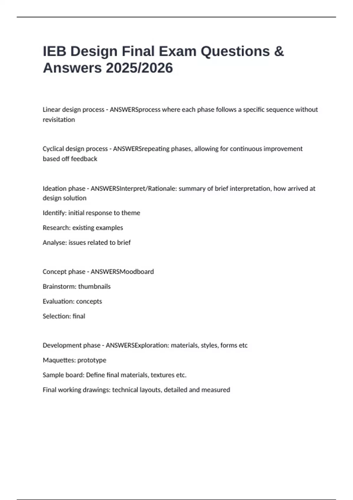 IEB Design Final Exam Questions & Answers 2025/2026 - IEB Design ...