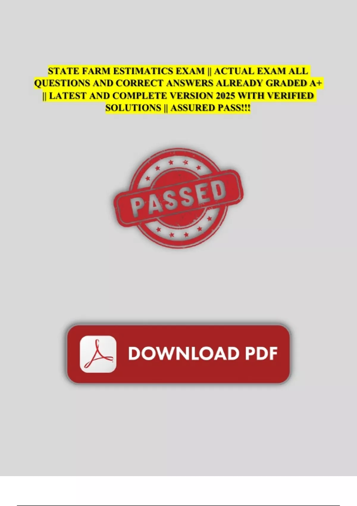 State Farm Estimatics Exam 2025/2026 – Complete Package Deal with ...