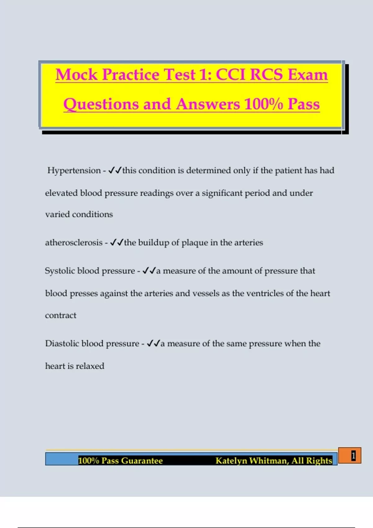 Mock Practice Test 1: CCI RCS Exam Questions and Answers 100% Pass ...