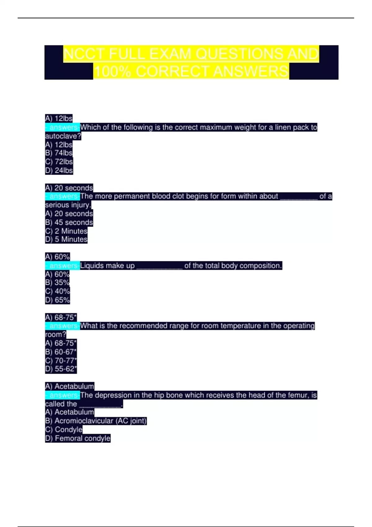 NCCT Exam 2025: Comprehensive National Certified Medical Assistant ...