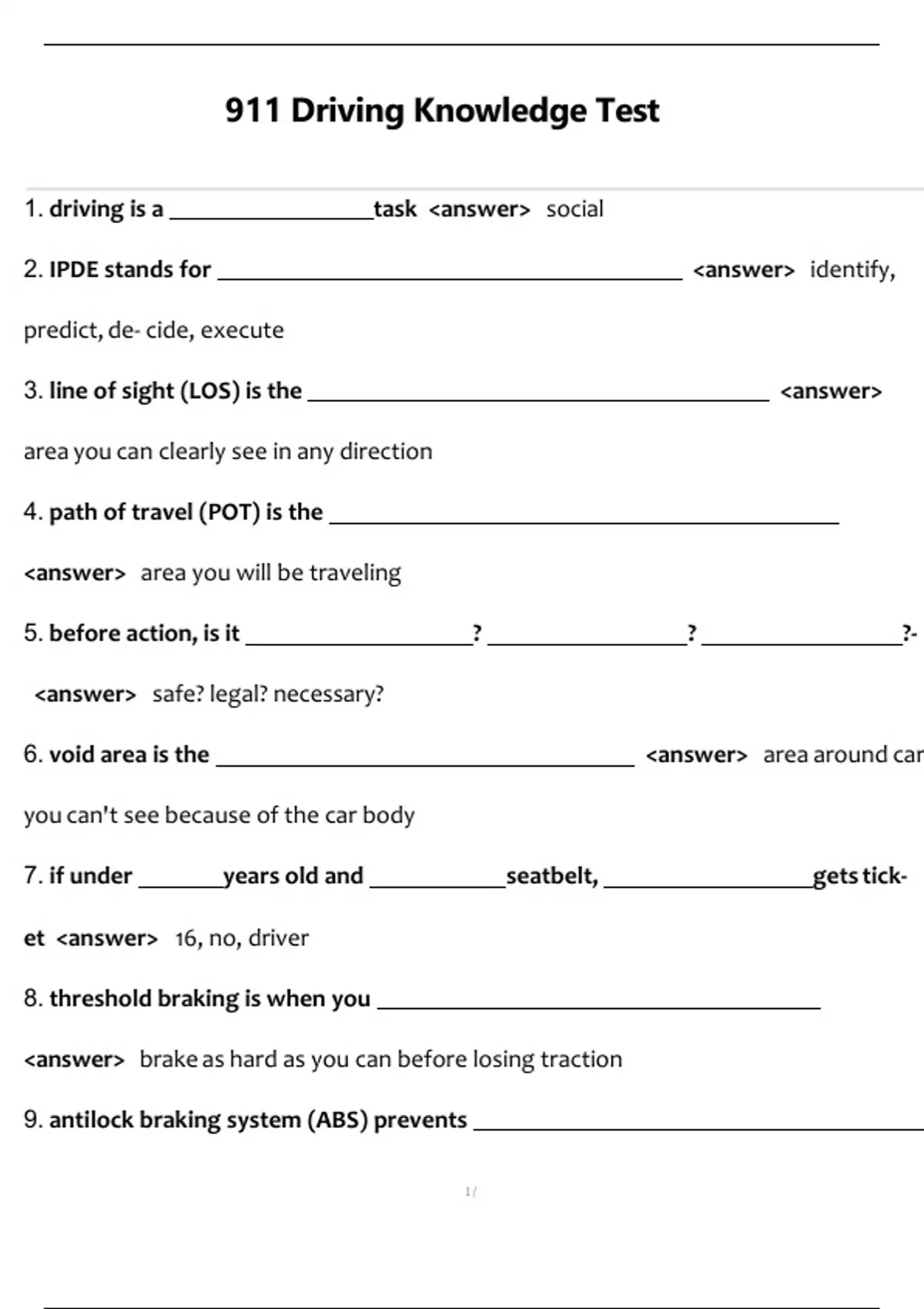 911 DRIVING SCHOOL FINAL TEST QUESTIONS WITH CORRECT ANSWERS - 911 ...