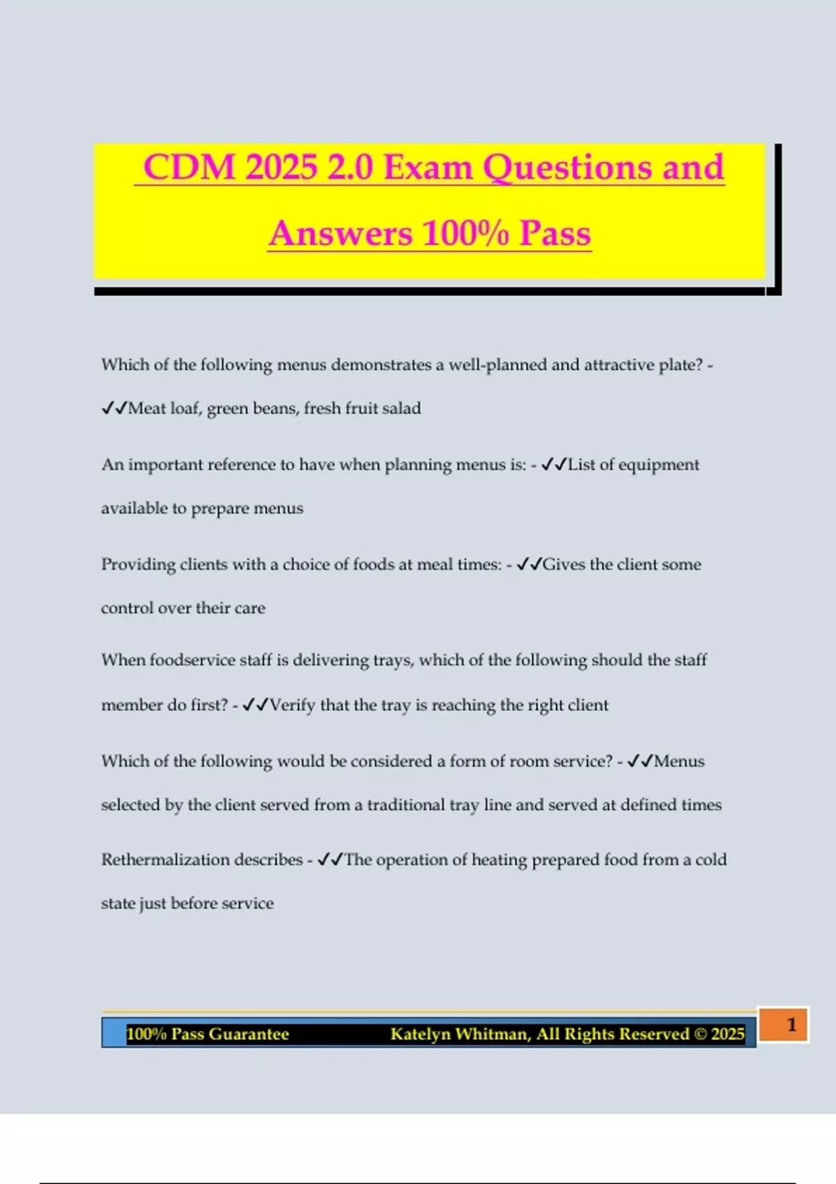 CDM 2025 2.0 Exam Questions and Answers 100% Pass - CDM - Stuvia US