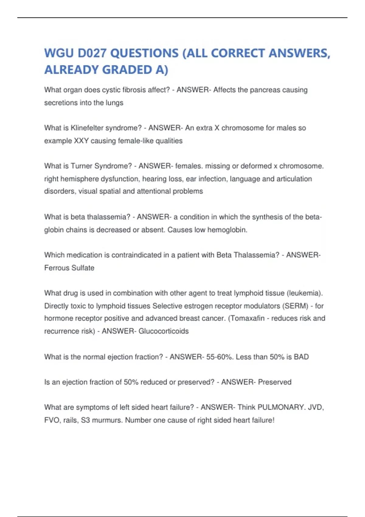 WGU D027 QUESTIONS (ALL CORRECT ANSWERS, ALREADY GRADED A) What organ ...
