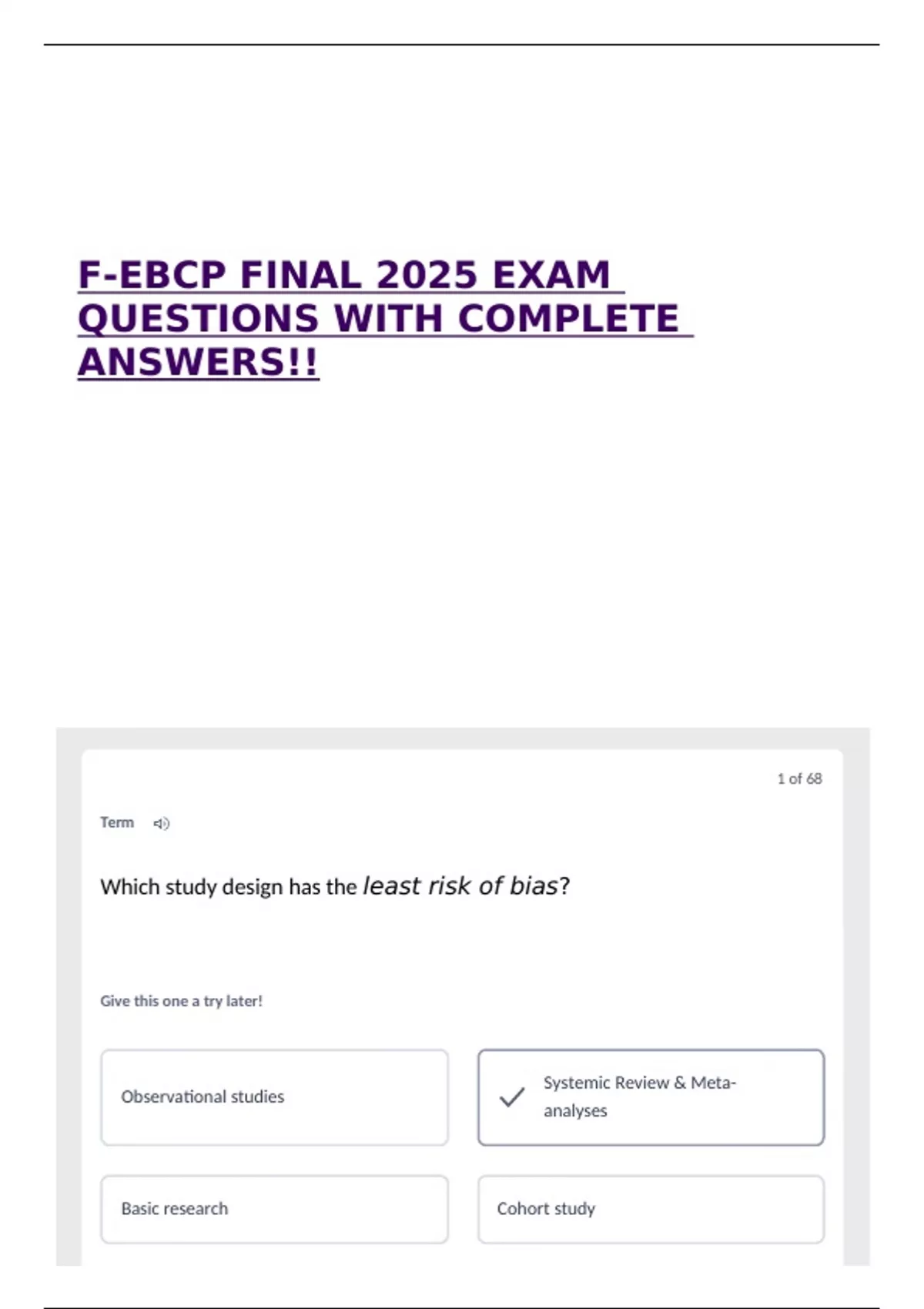 F-EBCP FINAL 2025 EXAM QUESTIONS WITH COMPLETE ANSWERS!! - F-EBCP ...