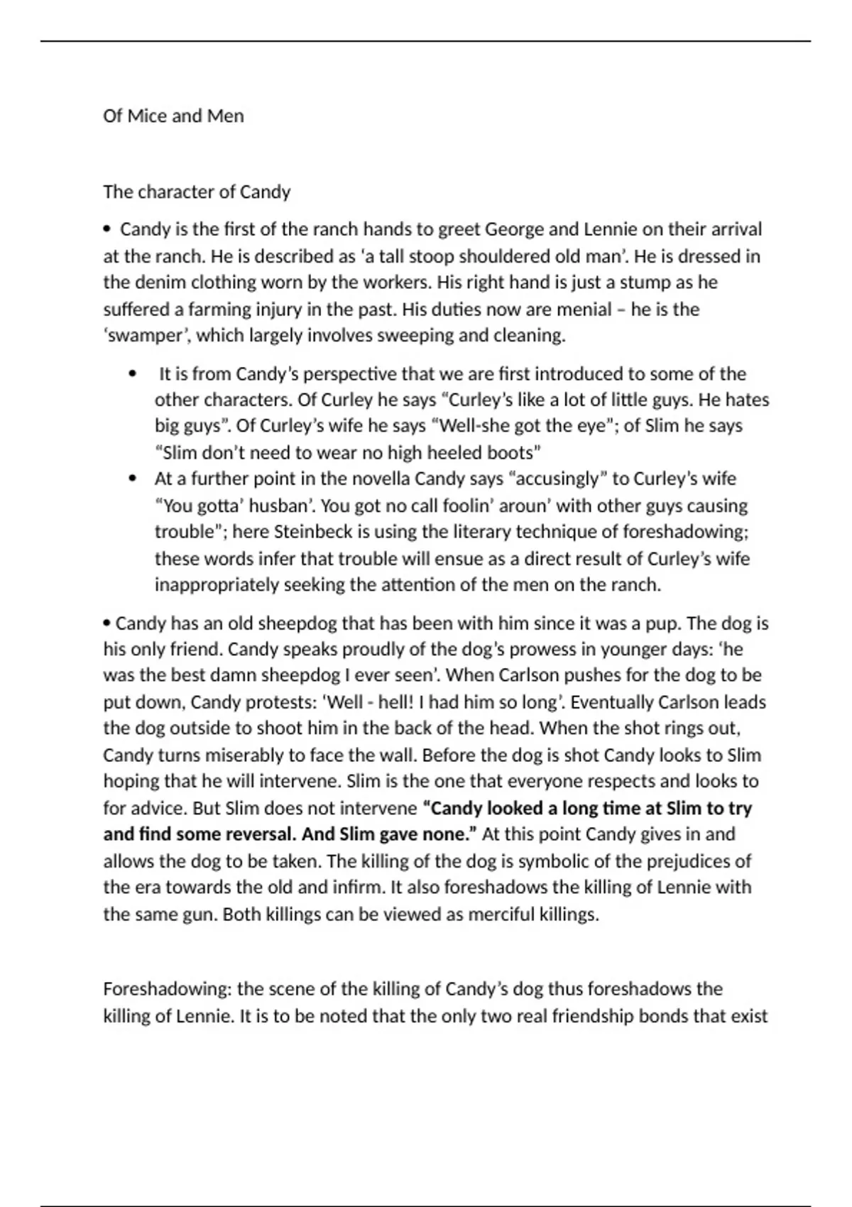 A* essay on Curley's wife and a depiction of 1930s - English - Stuvia UK
