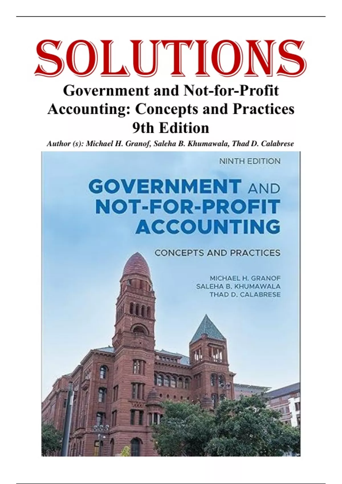 Solutions for Government and Not-for-Profit Accounting: Concepts and ...