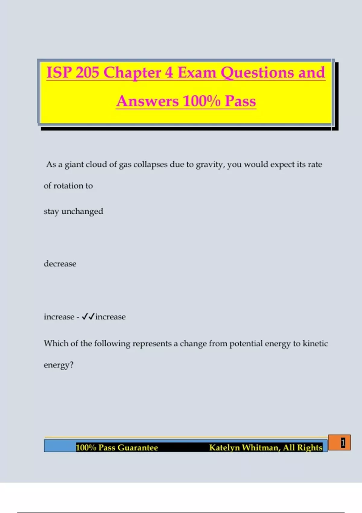 ISP 205 Chapter 4 Exam Questions and Answers 100% Pass - ISP 205 - Stuvia US