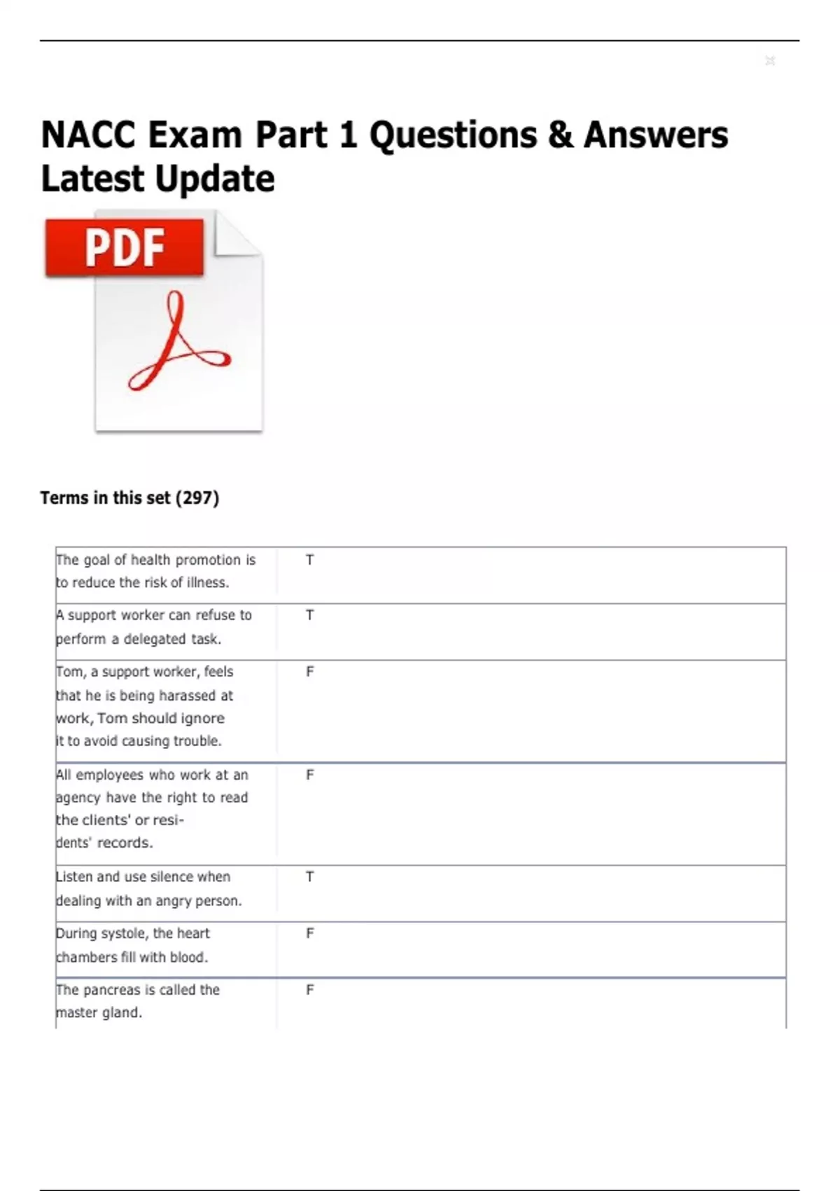 NACC Exam Part 1 Questions & Answers Latest Update - NACC - Stuvia US