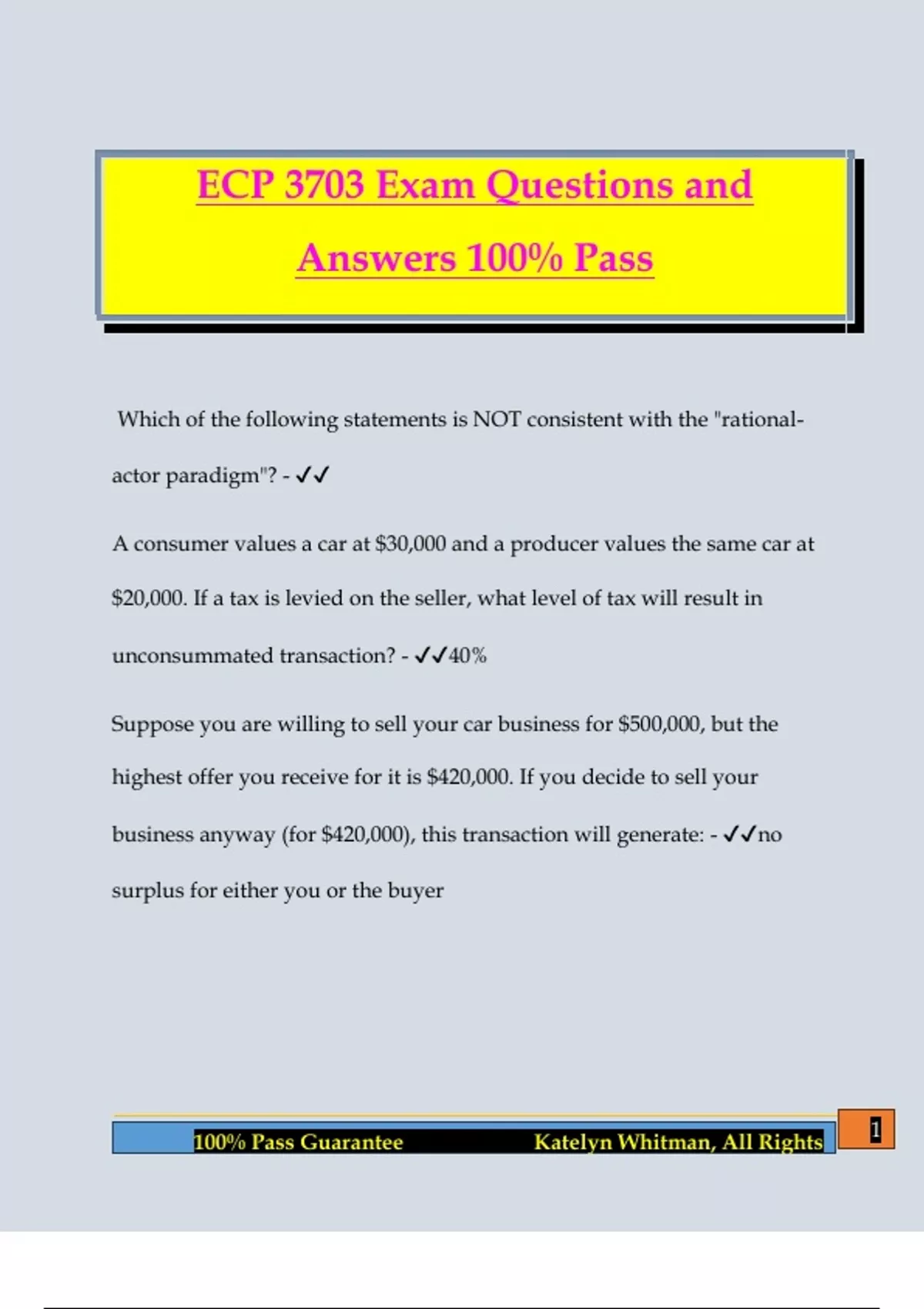ECP 3703 Exam Questions and Answers 100% Pass - ECP 3703 - Stuvia US