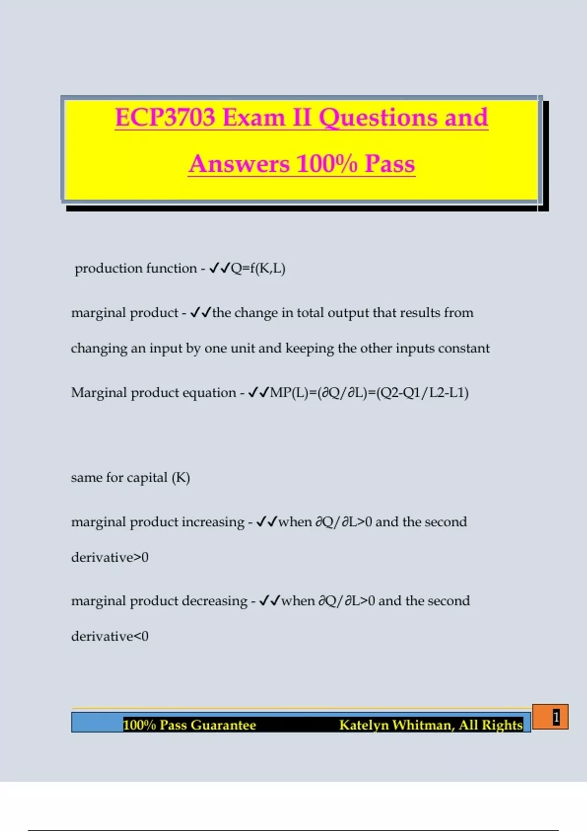 ECP3703 Exam II Questions and Answers 100% Pass - ECP 3703 - Stuvia US
