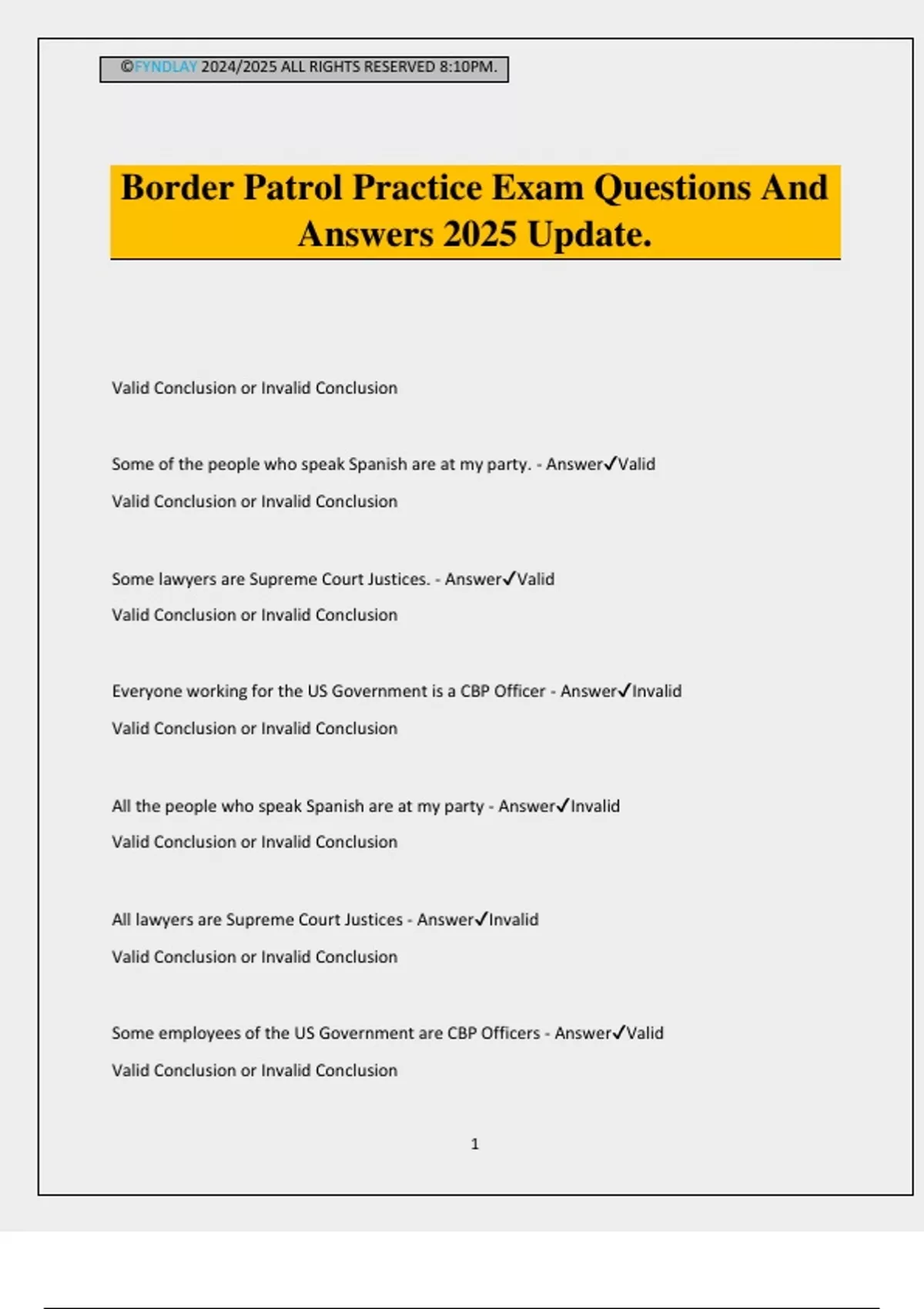 Border Patrol Practice Exam Questions And Answers 2025 Update - Border ...