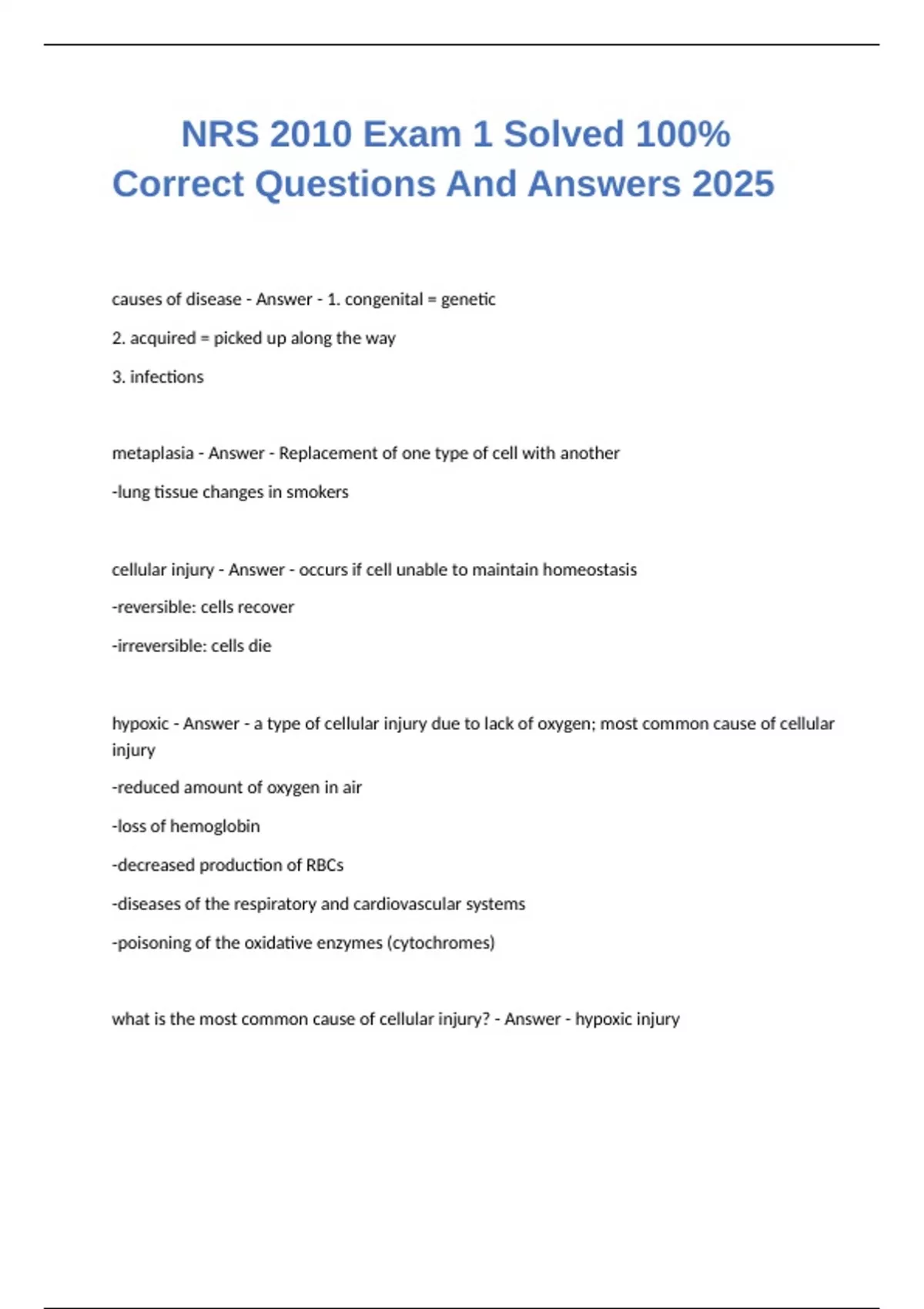 NRS 2010 Exam 1 Solved 100% Correct Questions And Answers 2025 - NRS ...