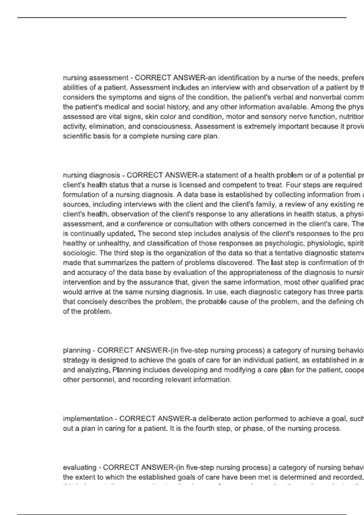 The Five Steps of the Nursing Process-Unit 1 questions and answers ...