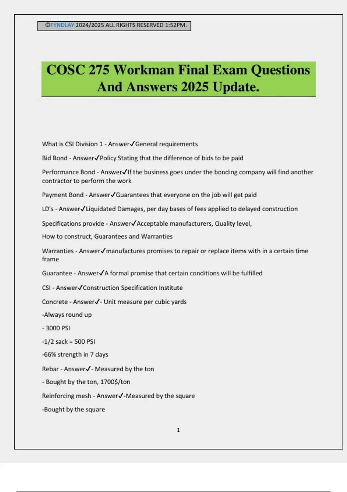 COSC 275 Workman Final Exam Questions And Answers 2025 Update. - COSC ...