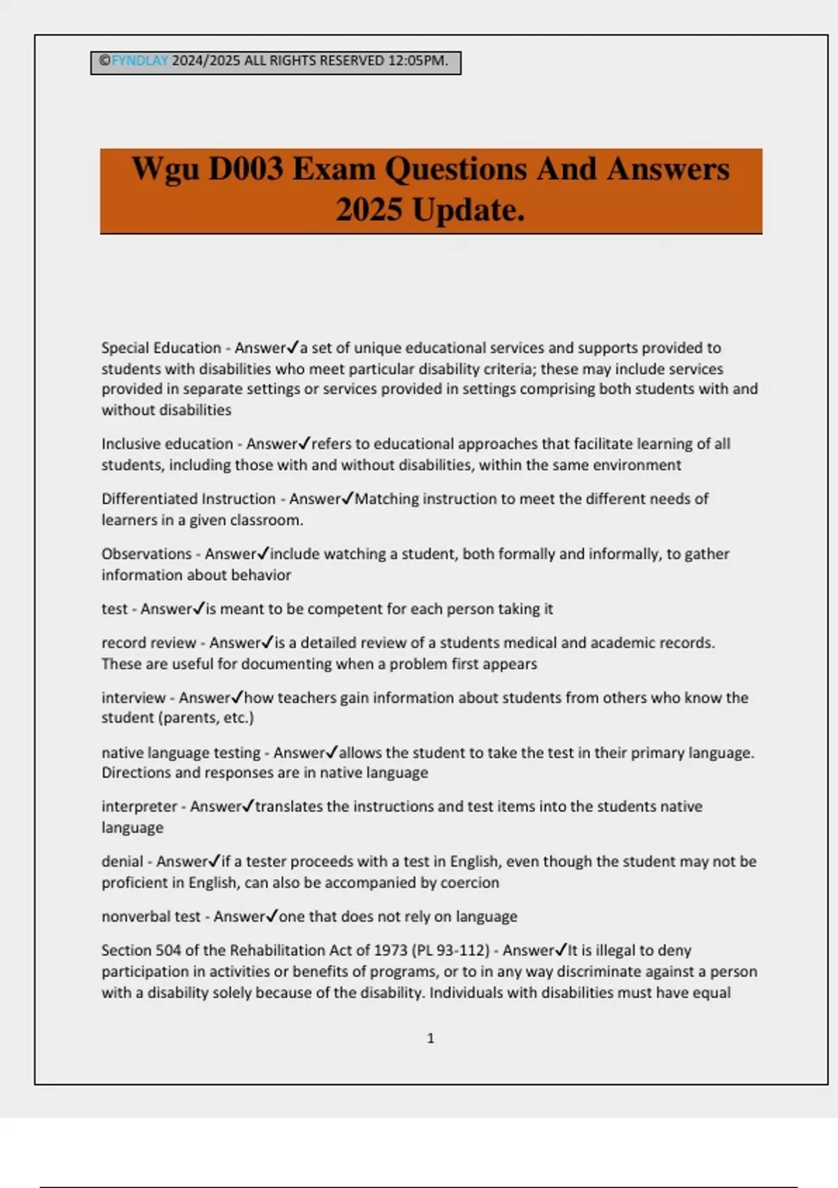 Wgu D003 Exam Questions And Answers 2025 Update. - WGU D003 - Stuvia US