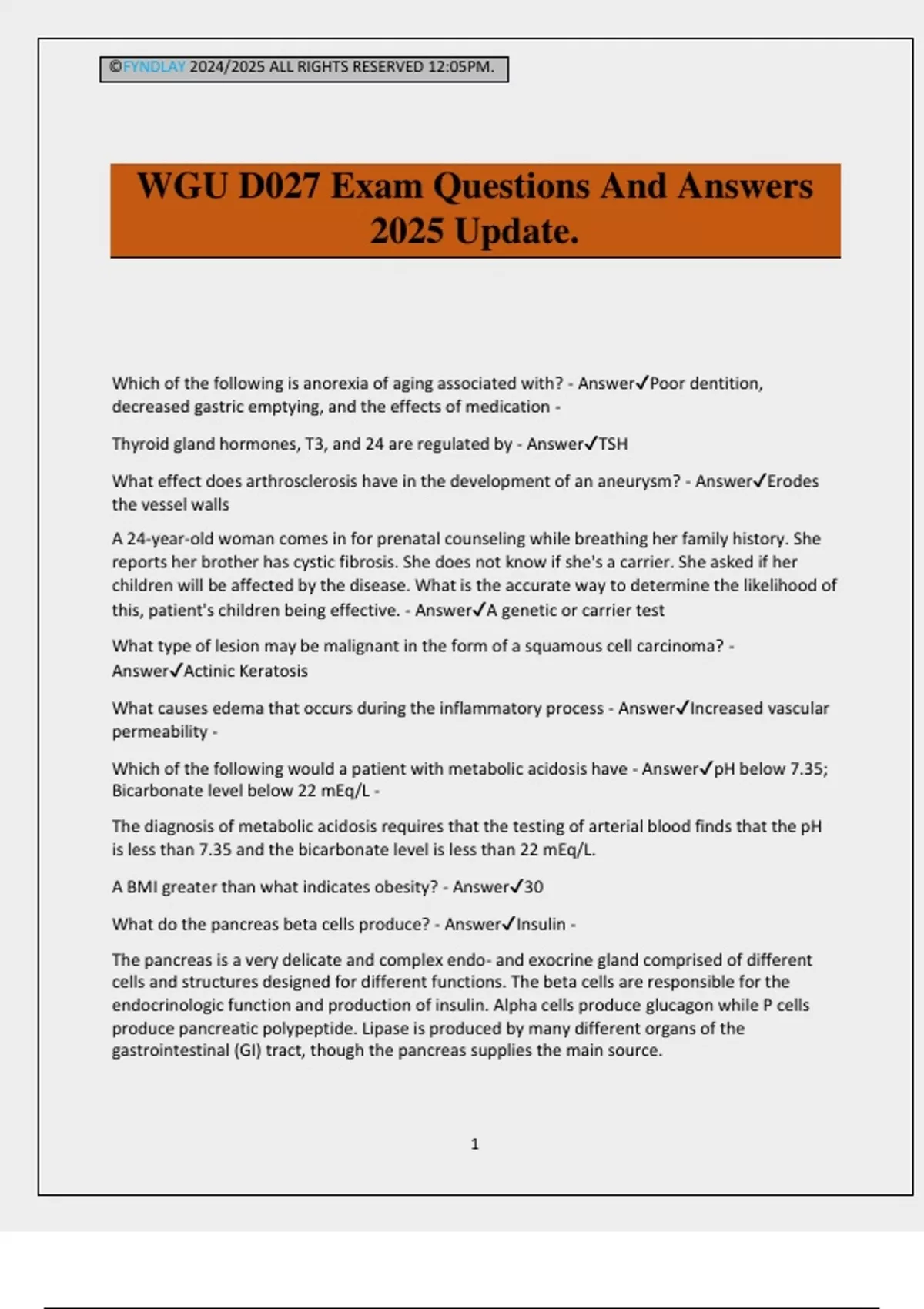 WGU D027 Exam Questions And Answers 2025 Update. - WGU D027 - Stuvia US