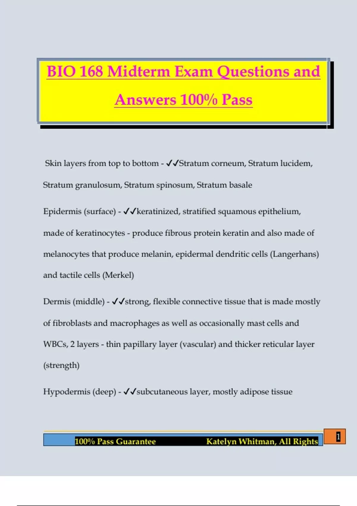 BIO 168 Midterm Exam Questions and Answers 100% Pass - BIO 168 - Stuvia US