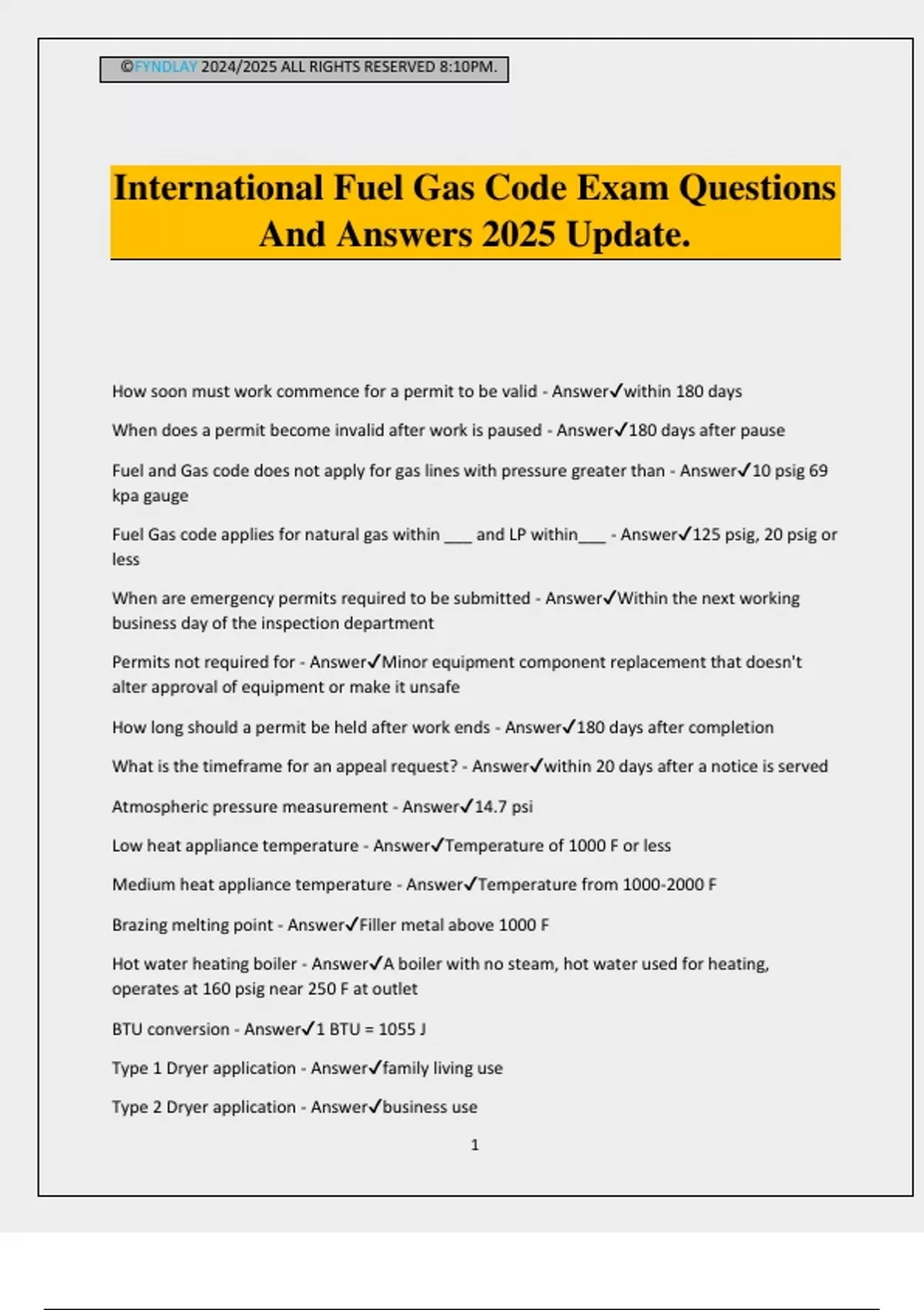 International Fuel Gas Code Exam Questions And Answers 2025 Update ...