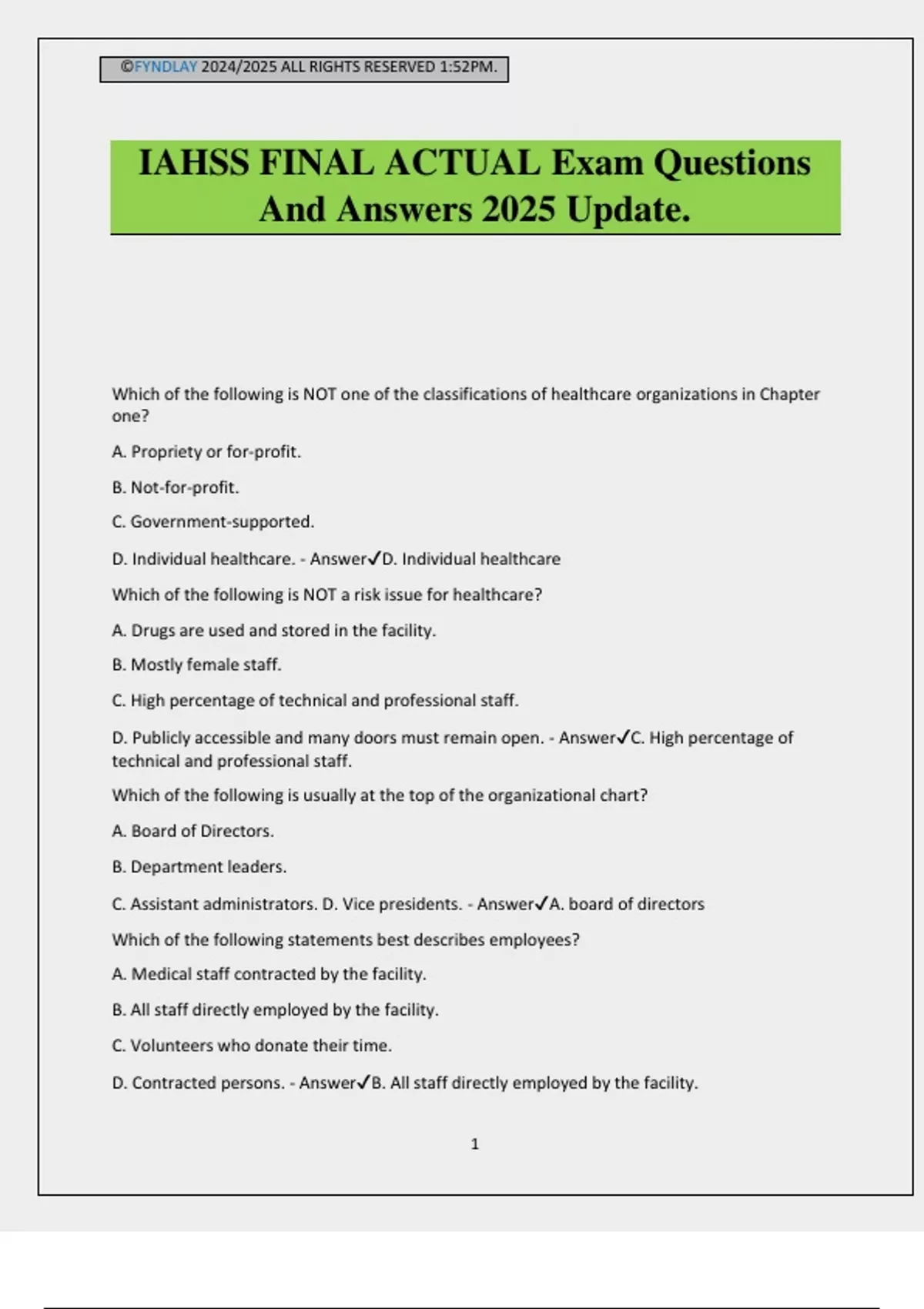 IAHSS FINAL ACTUAL Exam Questions And Answers 2025 Update. - IAHSS ...
