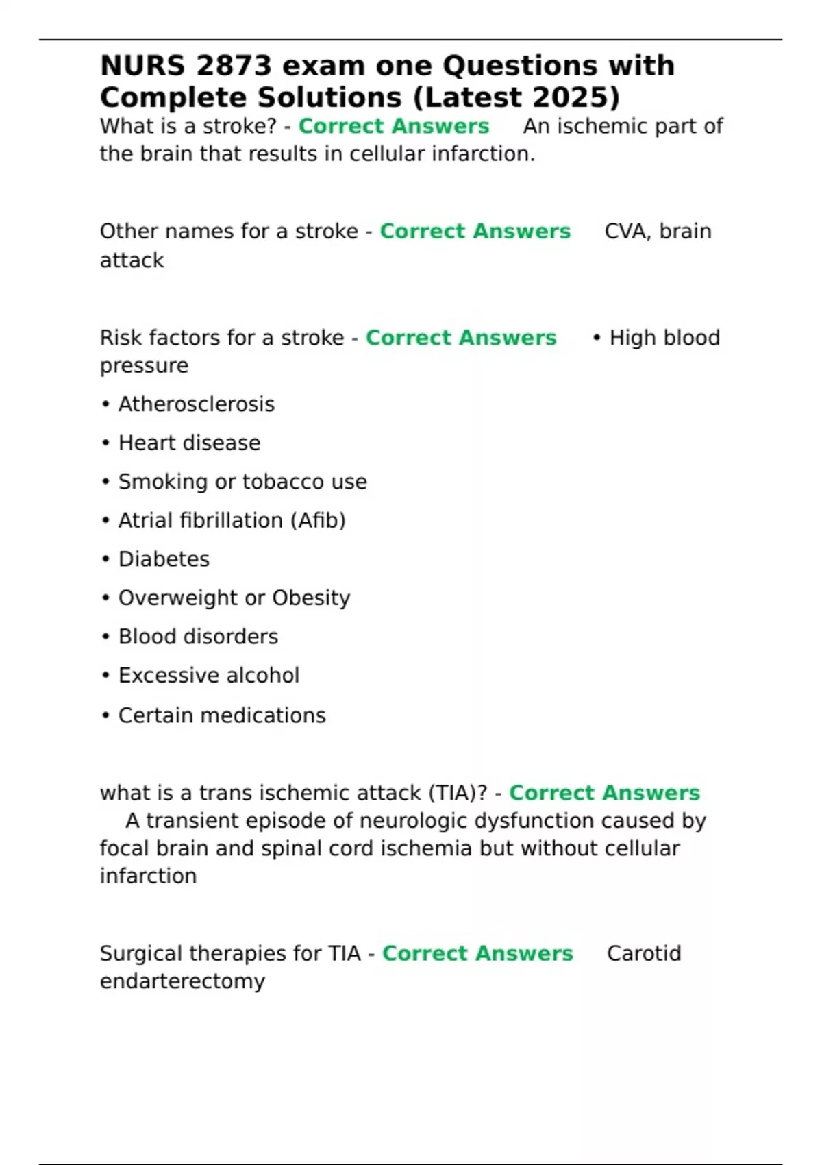 NURS 2873 exam one Questions with Complete Solutions (Latest 2025 ...